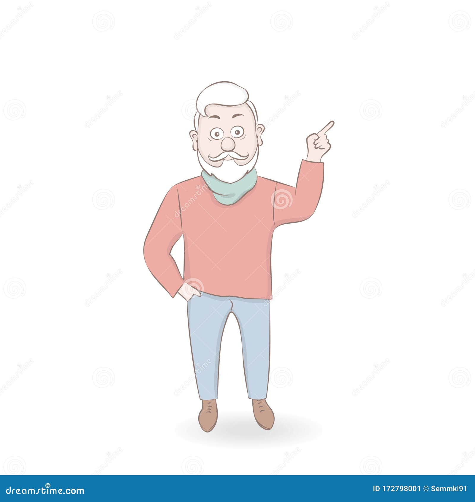 Vector Illustration Attractive Man,the Man Held Up His Hand,cartoon ...