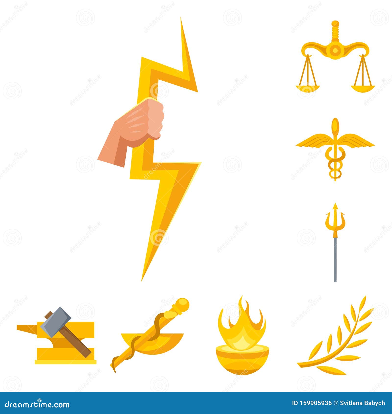 Vector Design of Attributes and Greek Symbol. Collection of Attributes ...