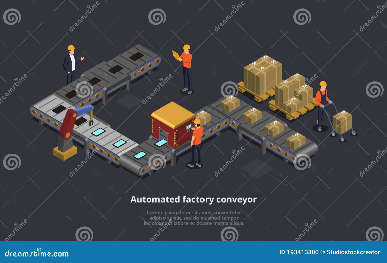 Automated Factory 3d Isometric View On A White. Vector | CartoonDealer ... Automated Factory 3d Isometric View On A White. Vector | CartoonDealer ...
