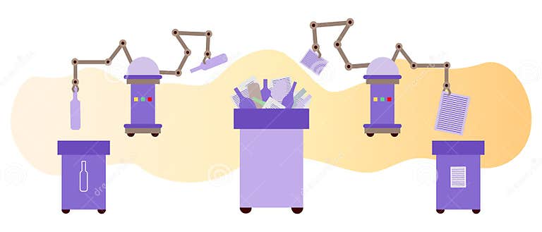 Vector Robot Sorting Garbage Waste Recycling Eco Stock Vector ...