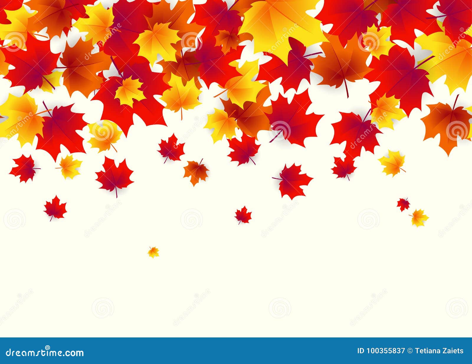 Vector Illustration of Autumn Border Background with Falling Maple ...