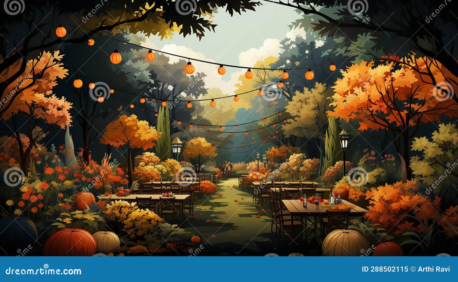 Vector Illustration of Autumn Fall Garden Stock Illustration ...