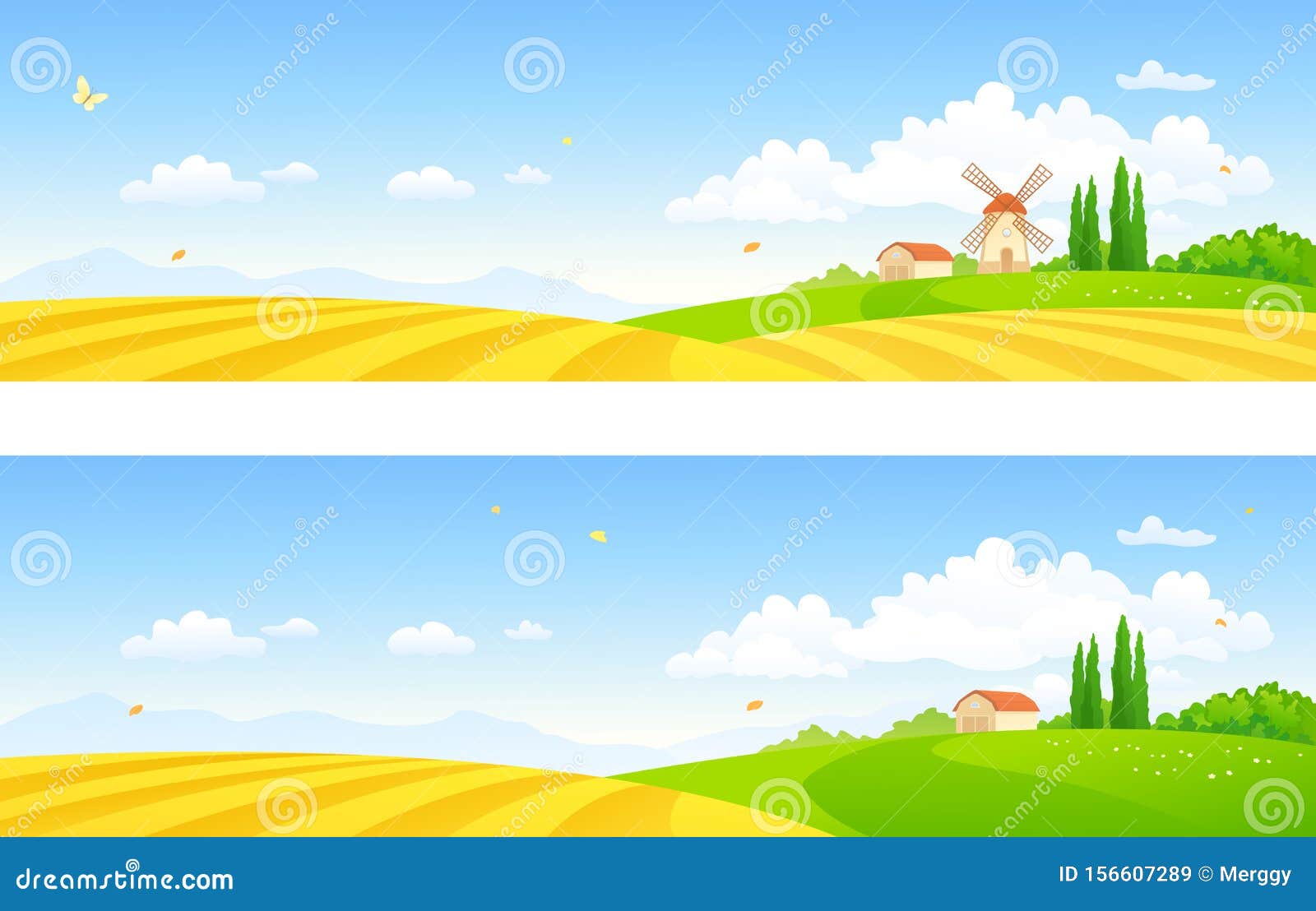 Farm fields banners stock vector. Illustration of field - 156607289