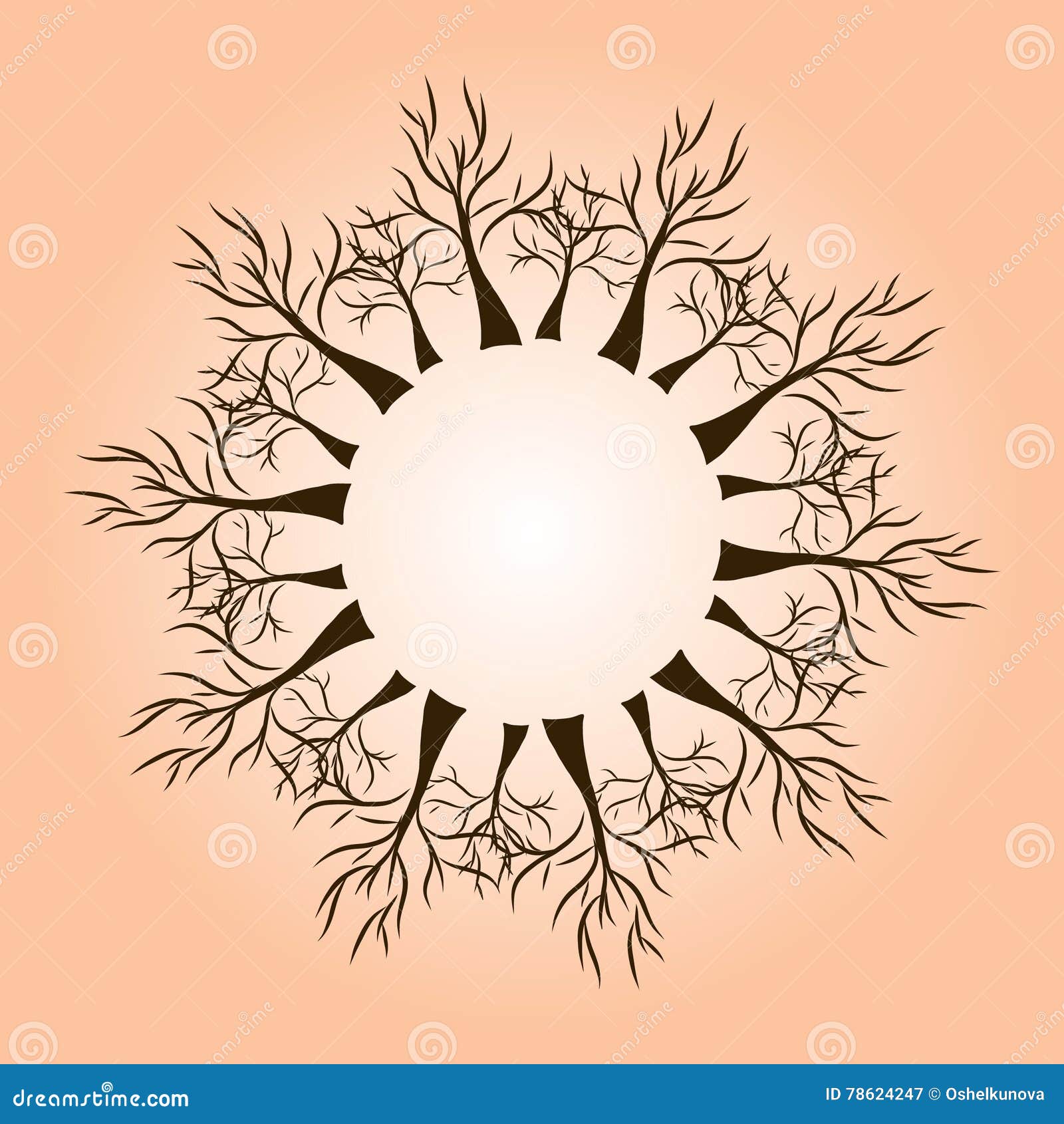 Vector Illustration. Autumn Forest. Frame Made from Trees Stock Vector ...