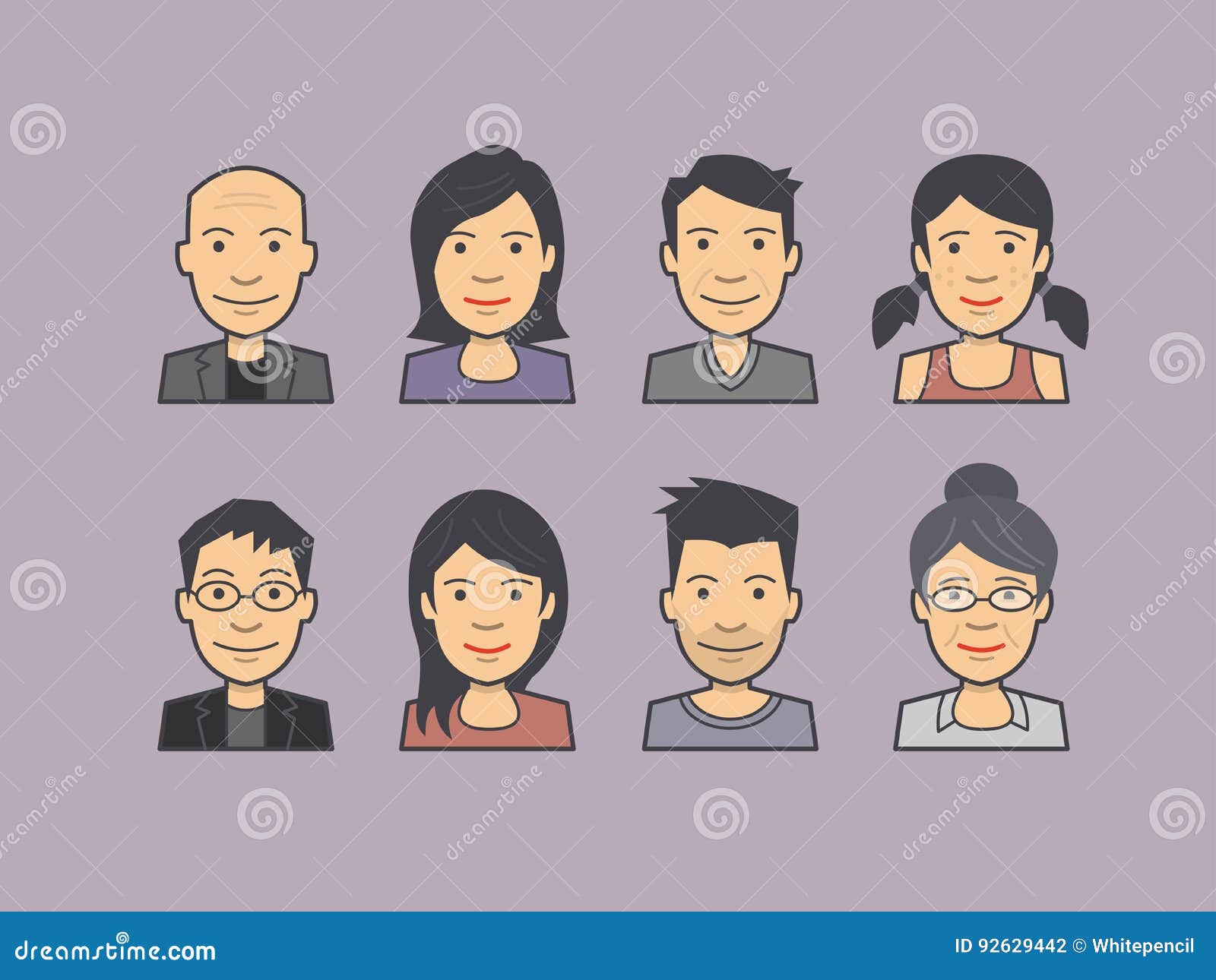 Vector Illustration of Avatar Faces, Characters, People Icons Stock ...