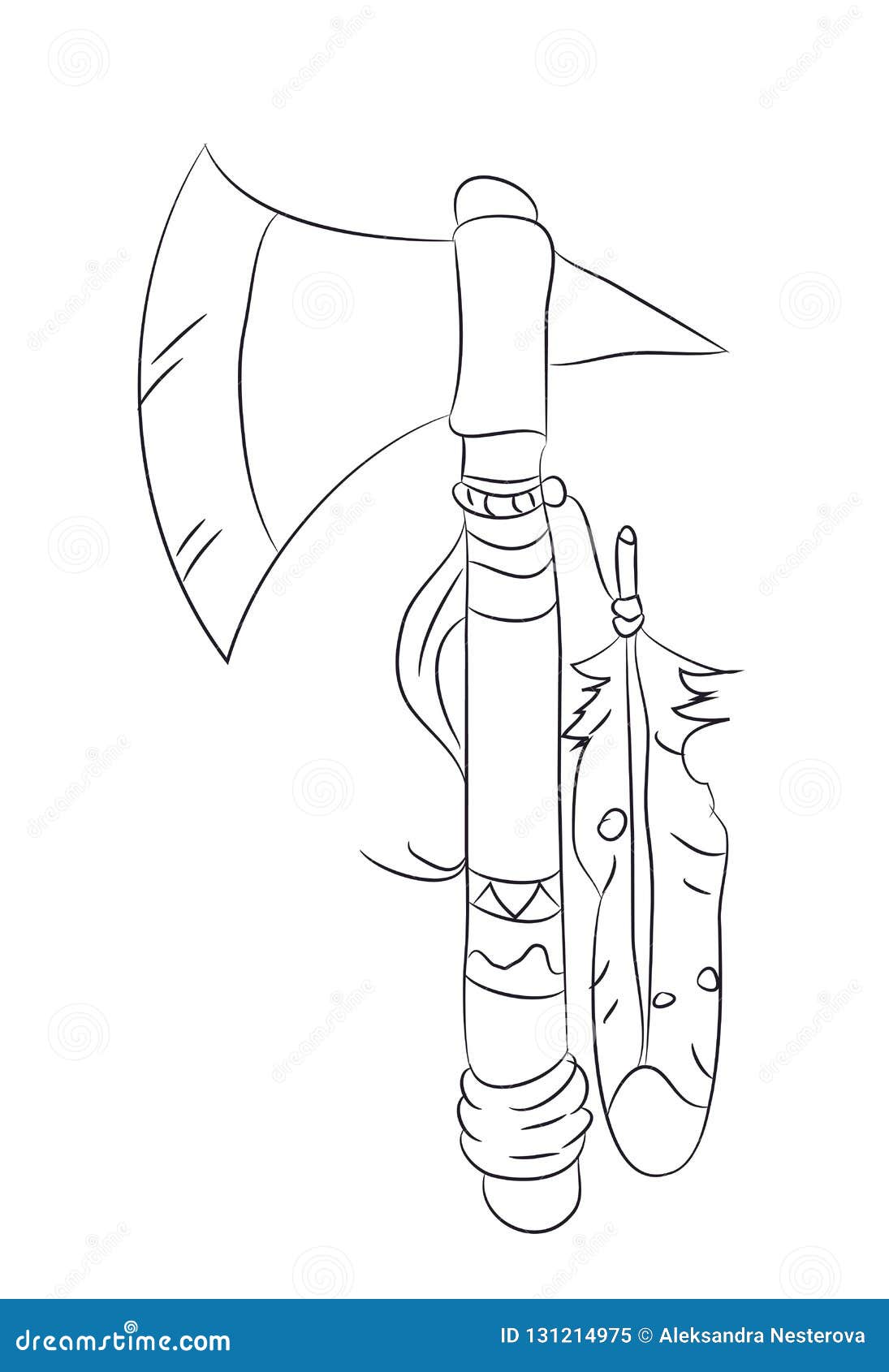 Vector Illustration of an Ax Indian, Drawing Lines Stock Vector ...