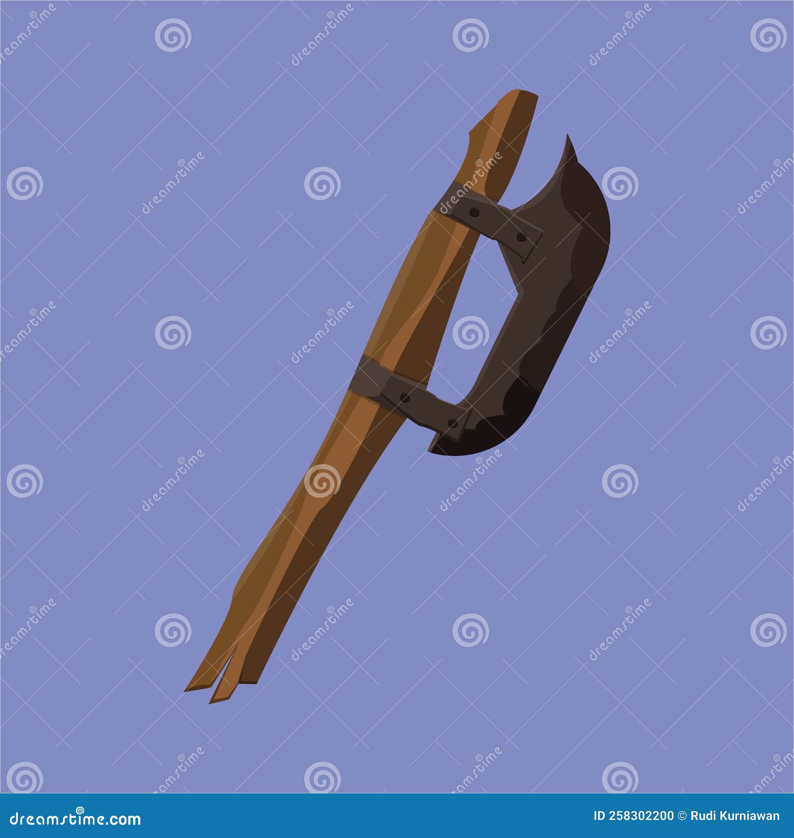 Vector Illustration of an Ax with a Wooden Handle Stock Vector ...