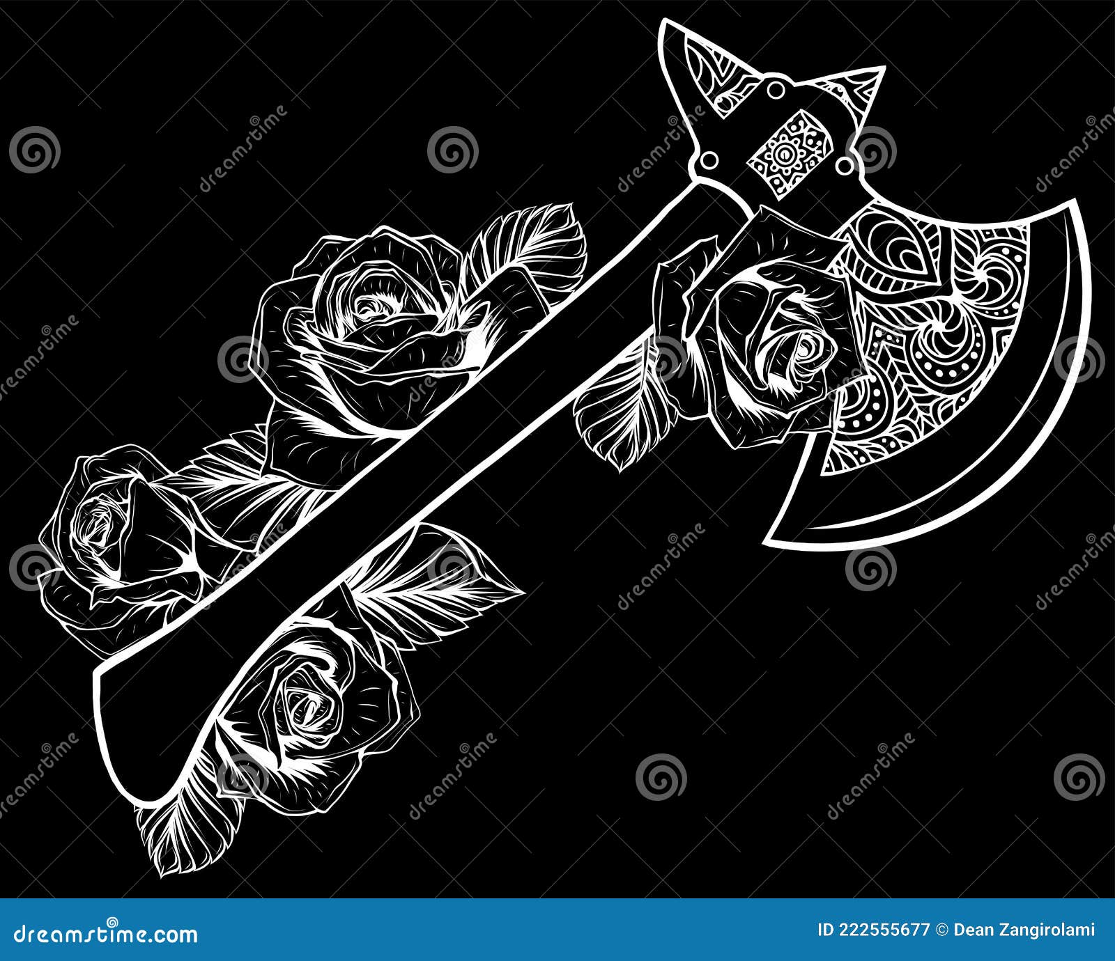 Vector Illustration of Axe with Roses Design Stock Vector ...
