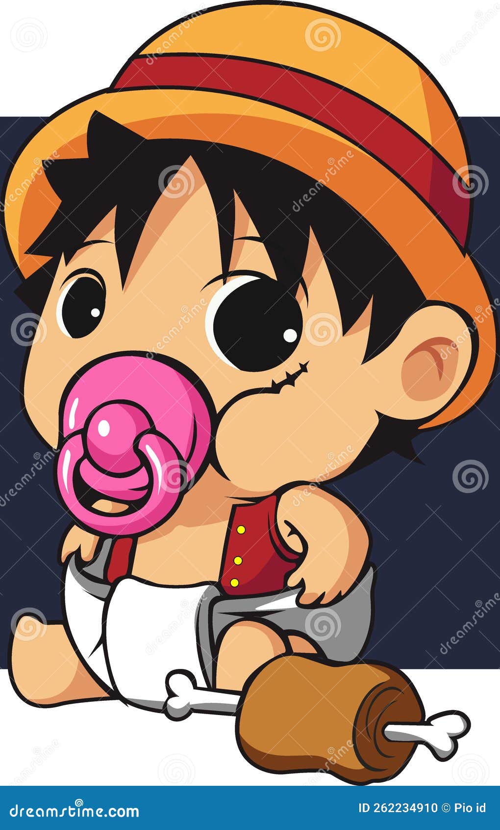 Captain Luffy Character Hand Vector Design | CartoonDealer.com #241446182