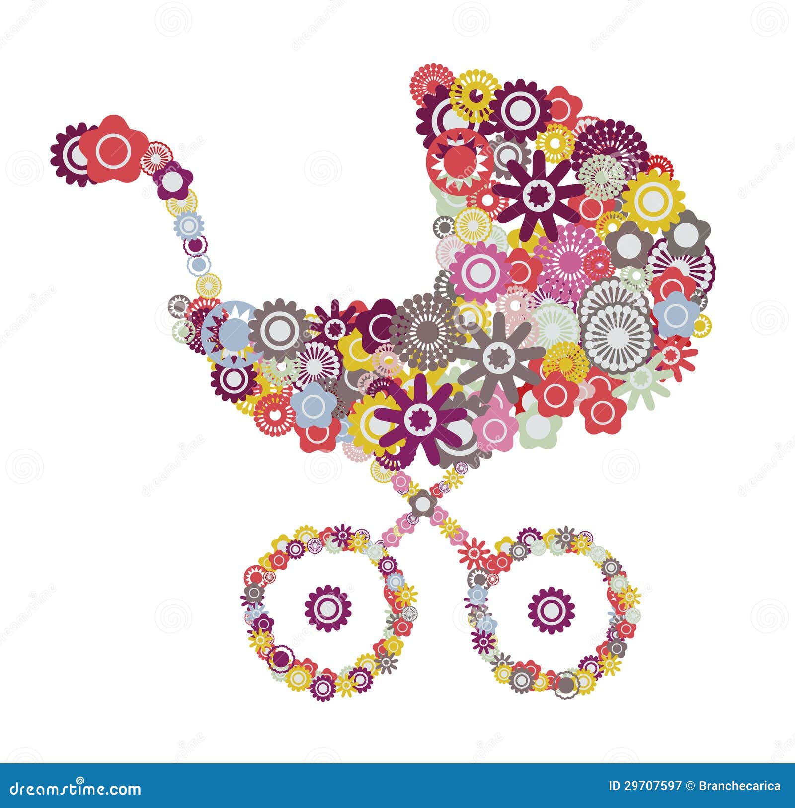 Baby In A Stroller Vector Cartoon | CartoonDealer.com #49281304