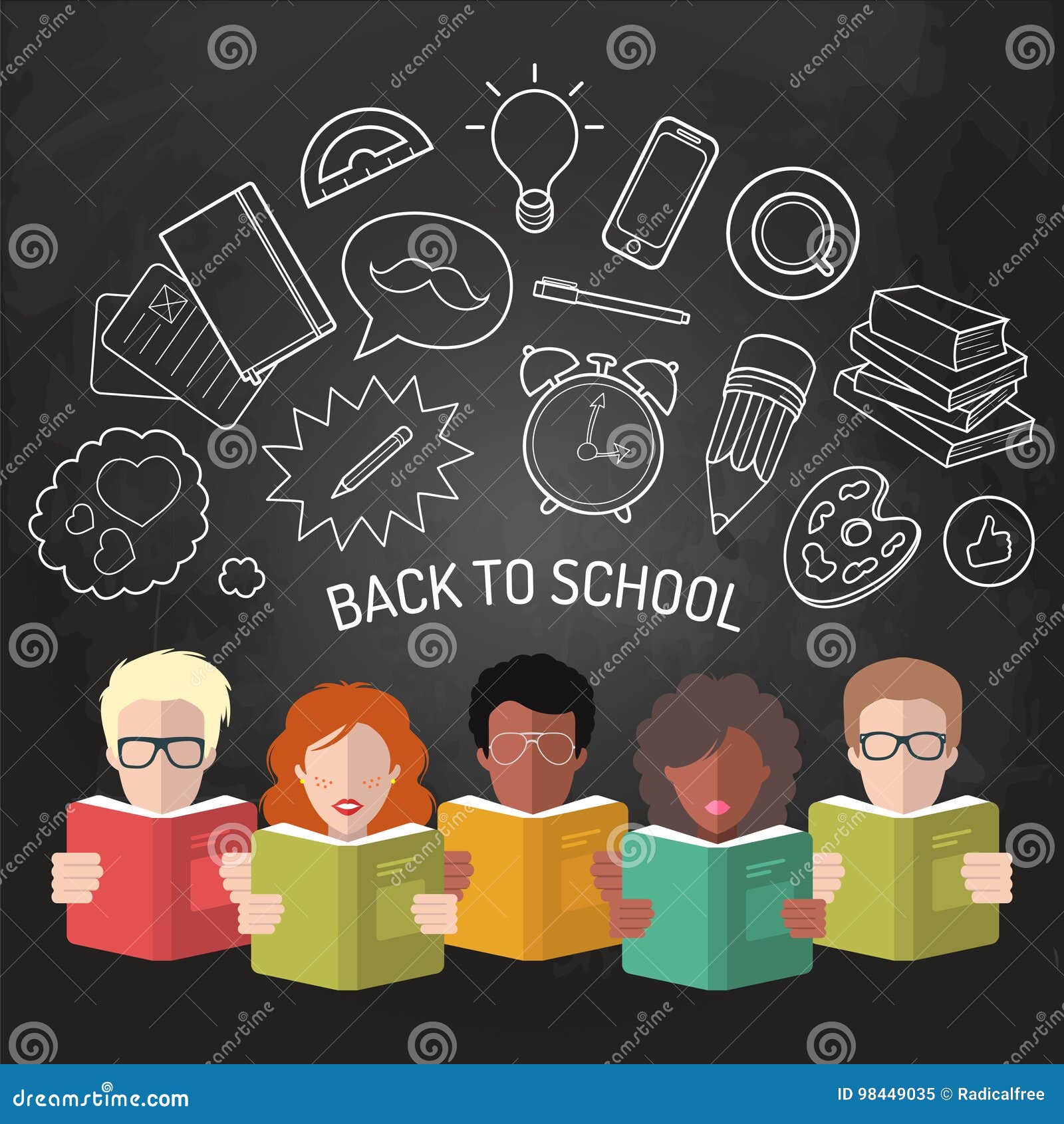 Vector Illustration of Back To School in Flat Style. Educational ...