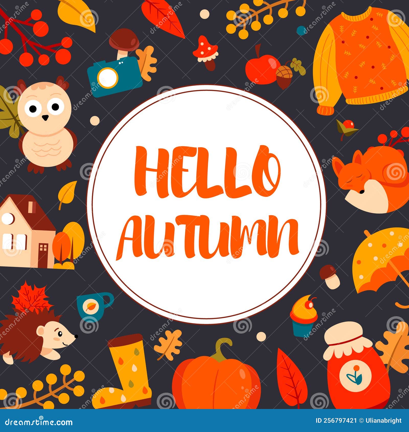 Hello, Autumn. Vector Illustration on the Background of Autumn Leaves ...