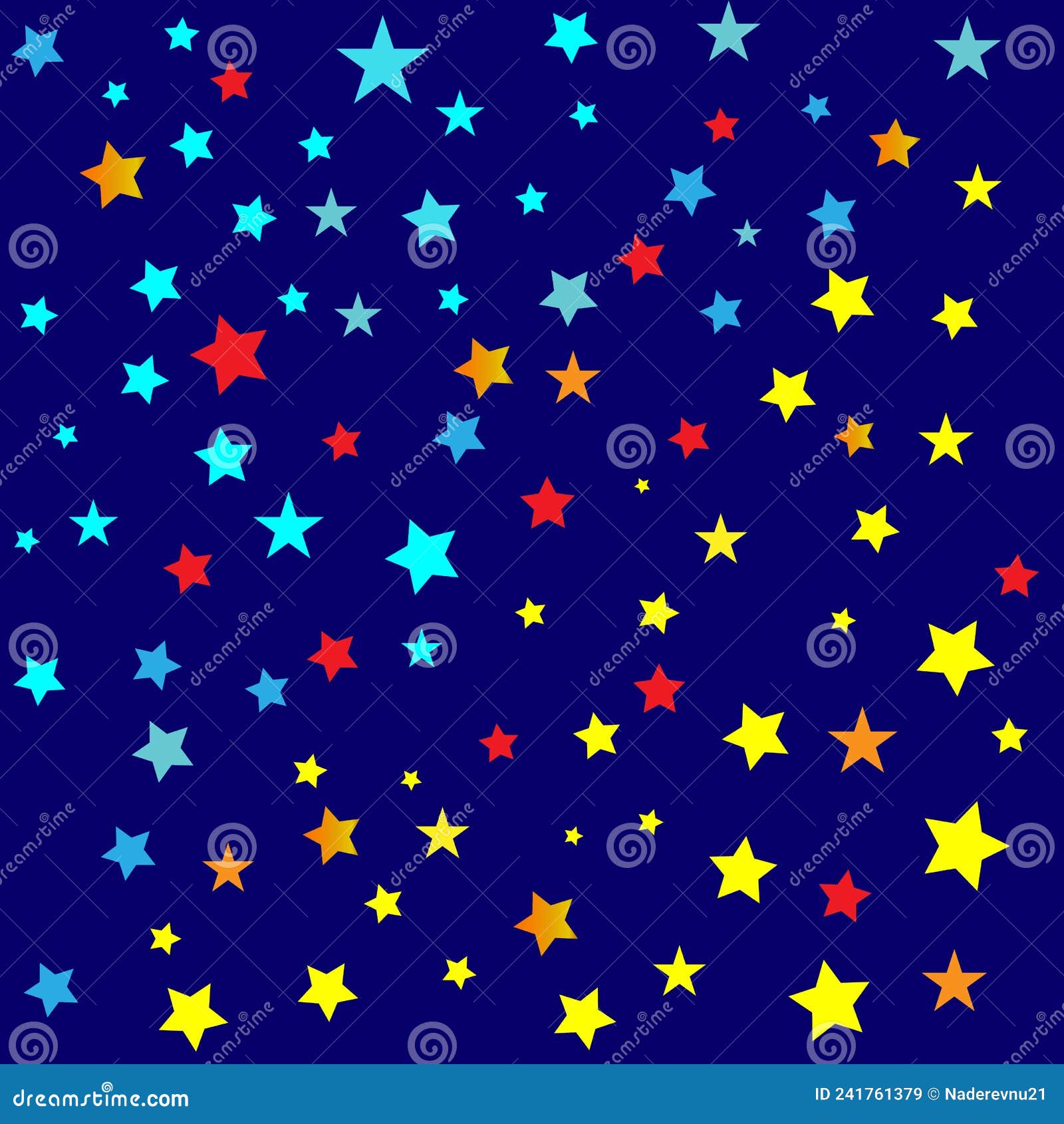 On a Blue Background, Stars of Different Sizes and Colors Stock Vector ...