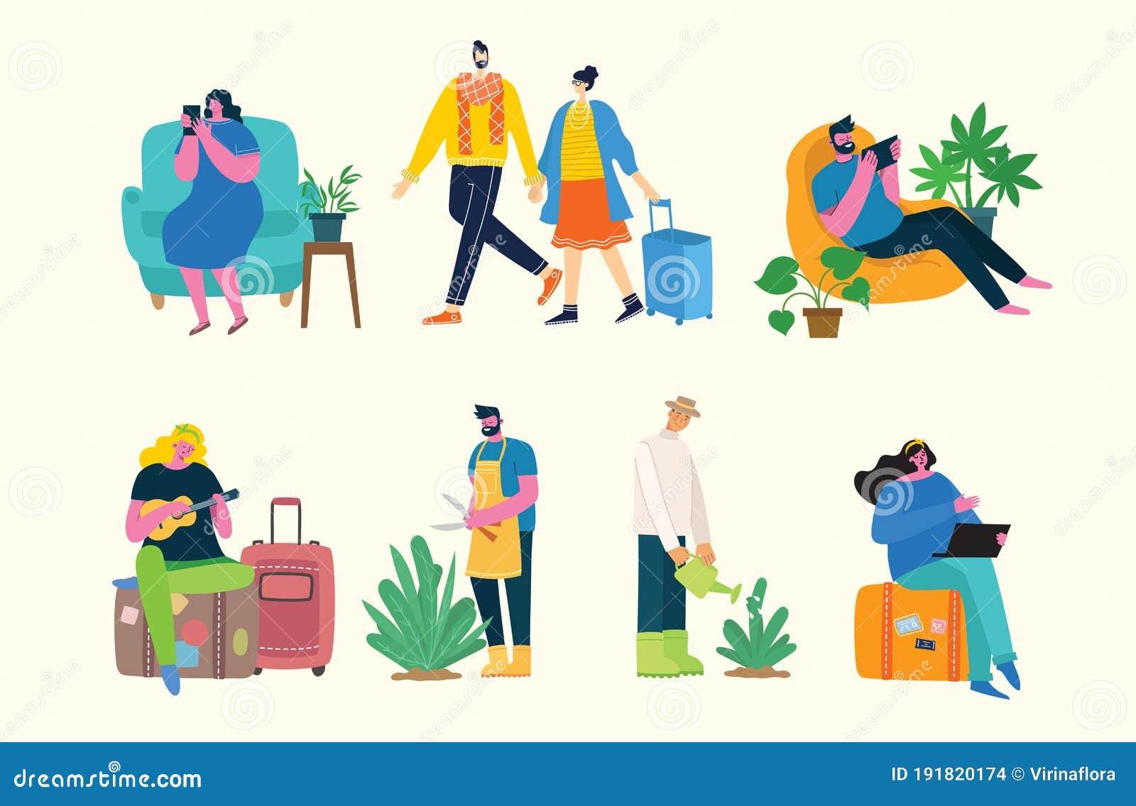 Vector Illustration Background in Flat Design of Group People Doing ...