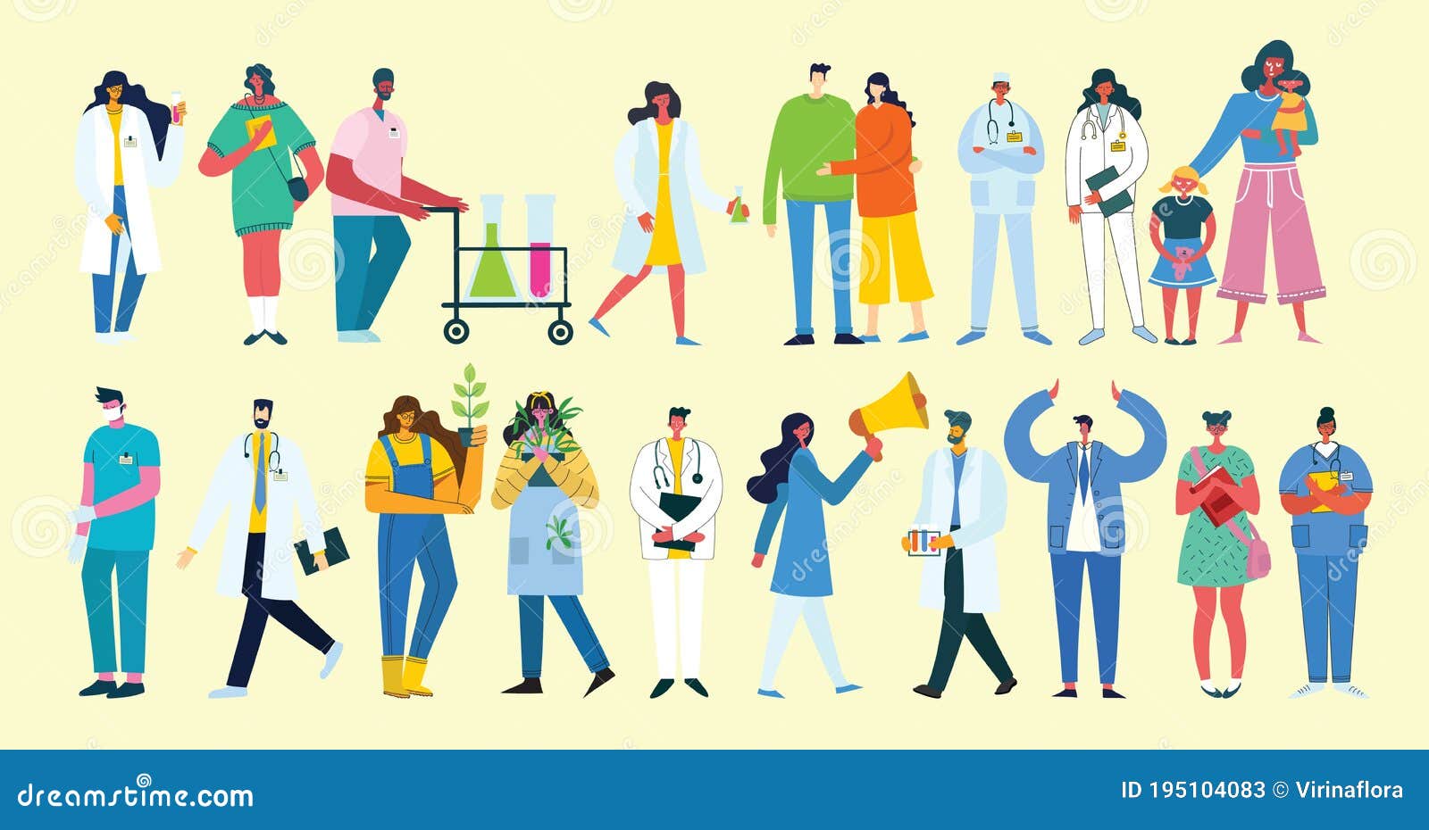 Vector Illustration Background in Flat Design of Group People Doing ...