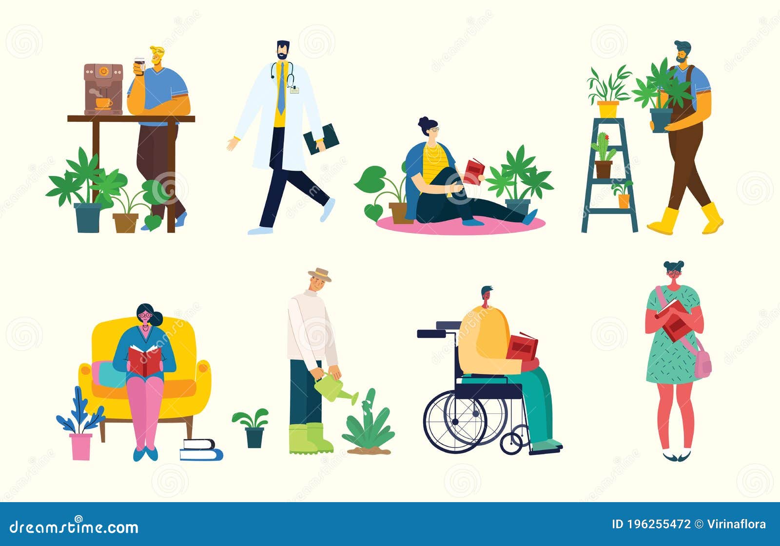 Vector Illustration Background in Flat Design of Group People Doing ...