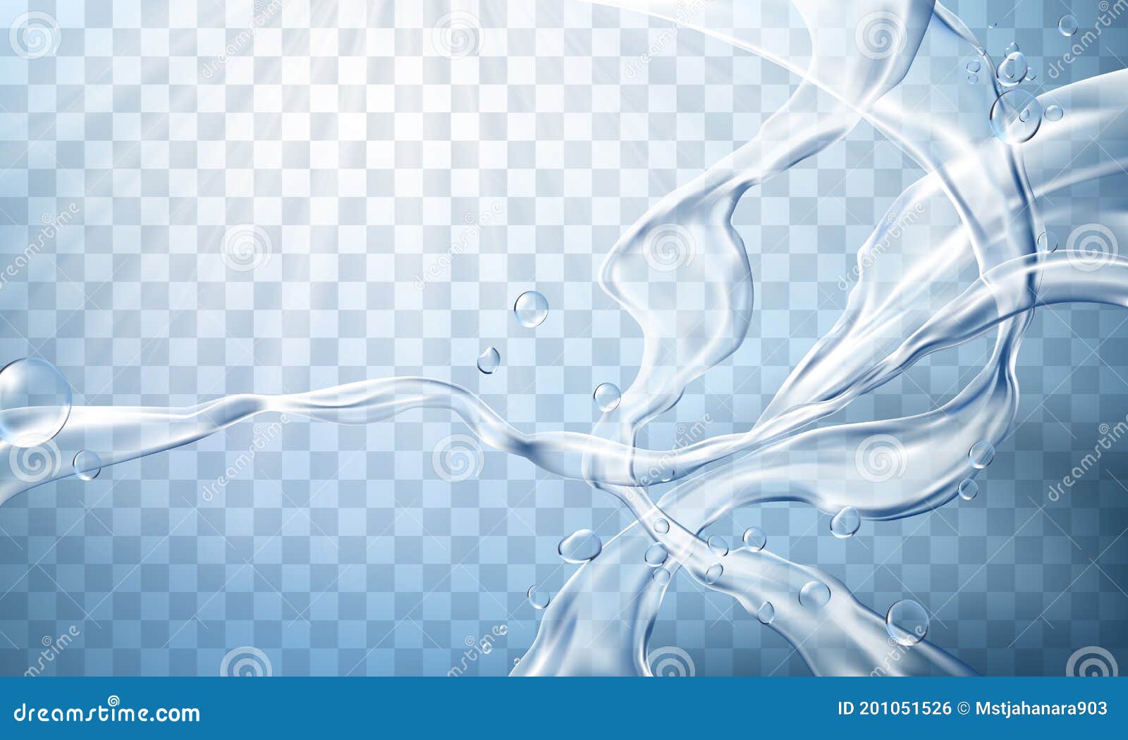 Vector Flows and Drops of Crystal Clear Water of Light Blue Color Stock ...