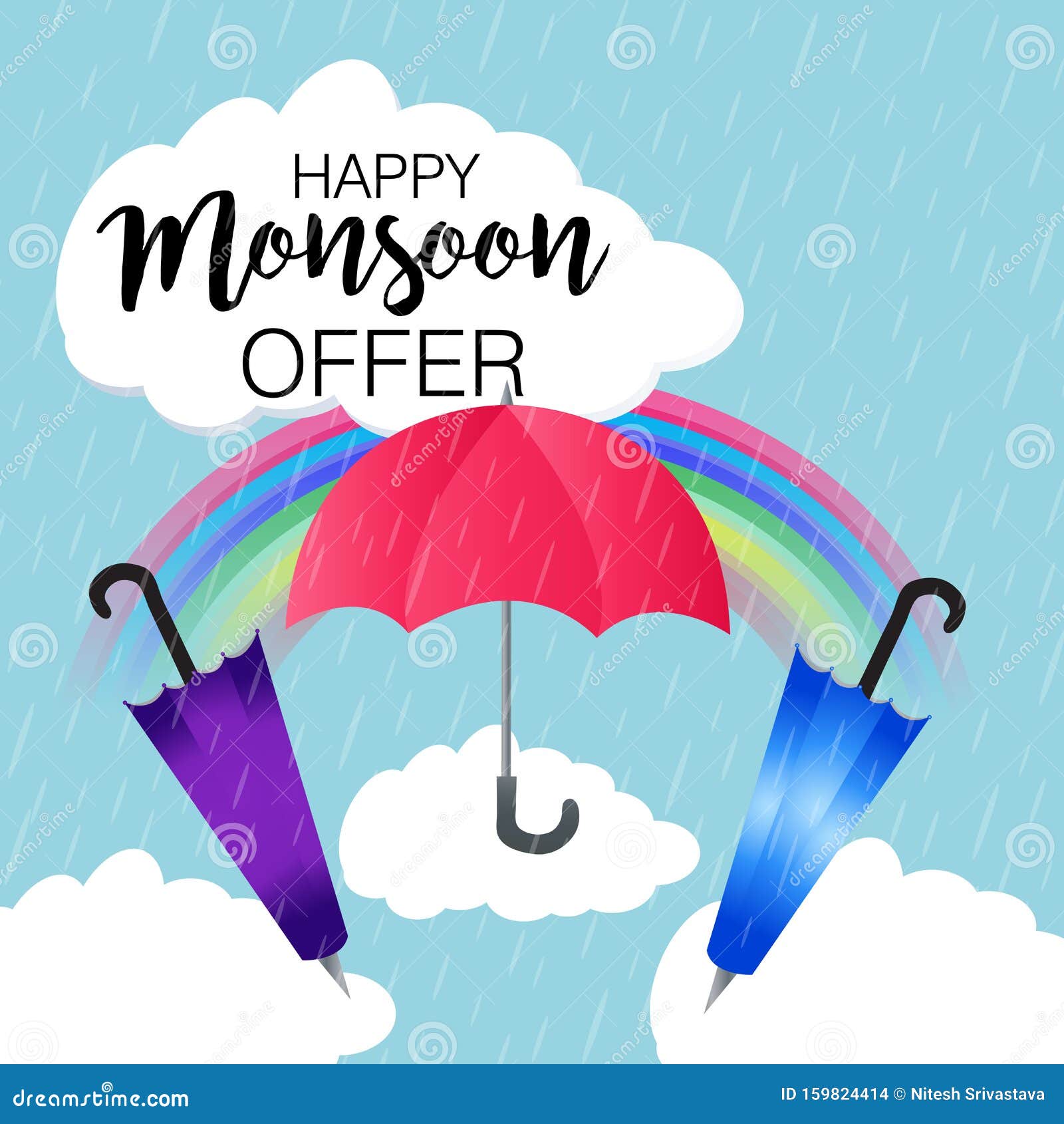 Happy Monsoon. stock illustration. Illustration of monsoon - 159824414