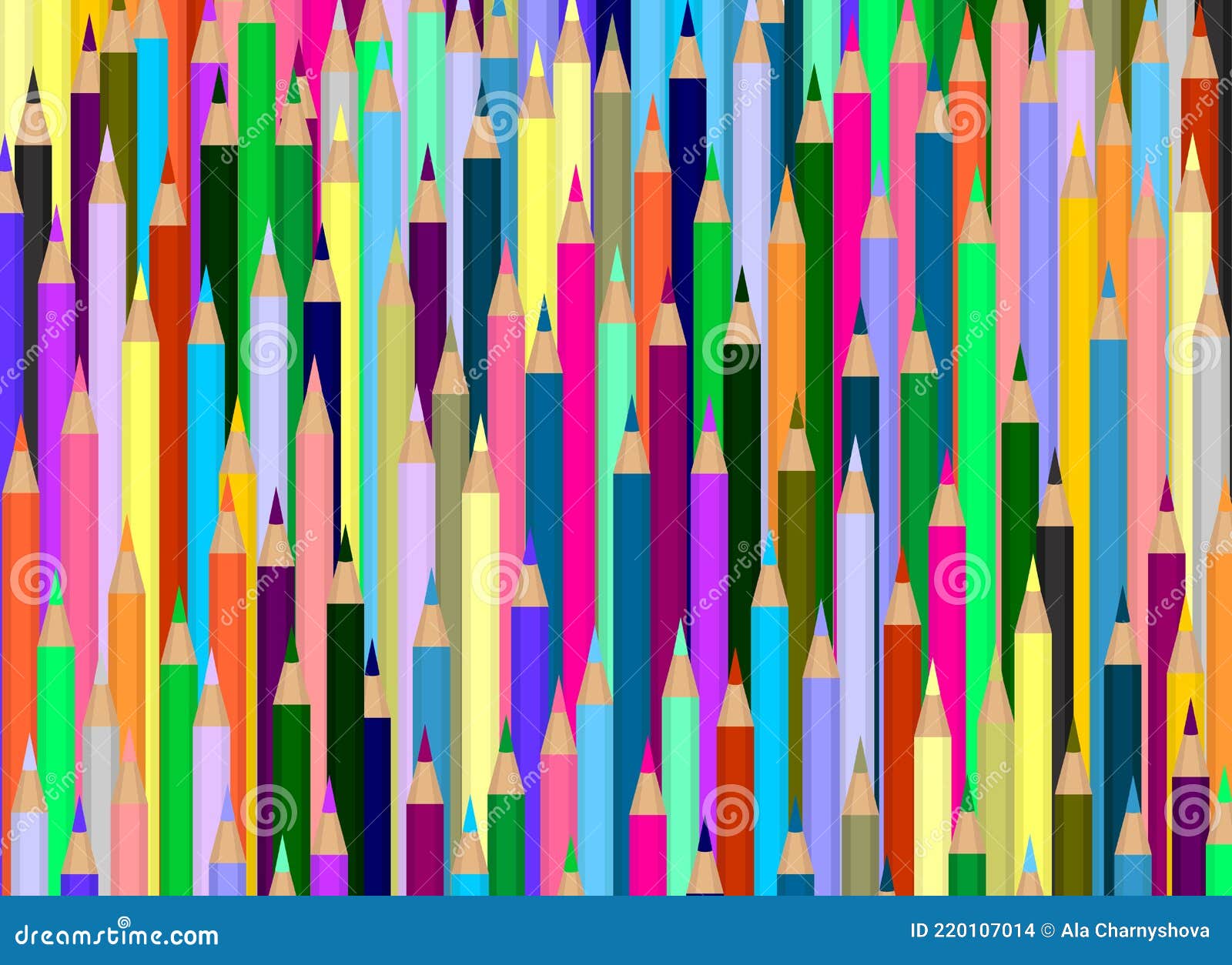 A Background of a Large Number of Colored Pencils. Many Rows of Pencils ...
