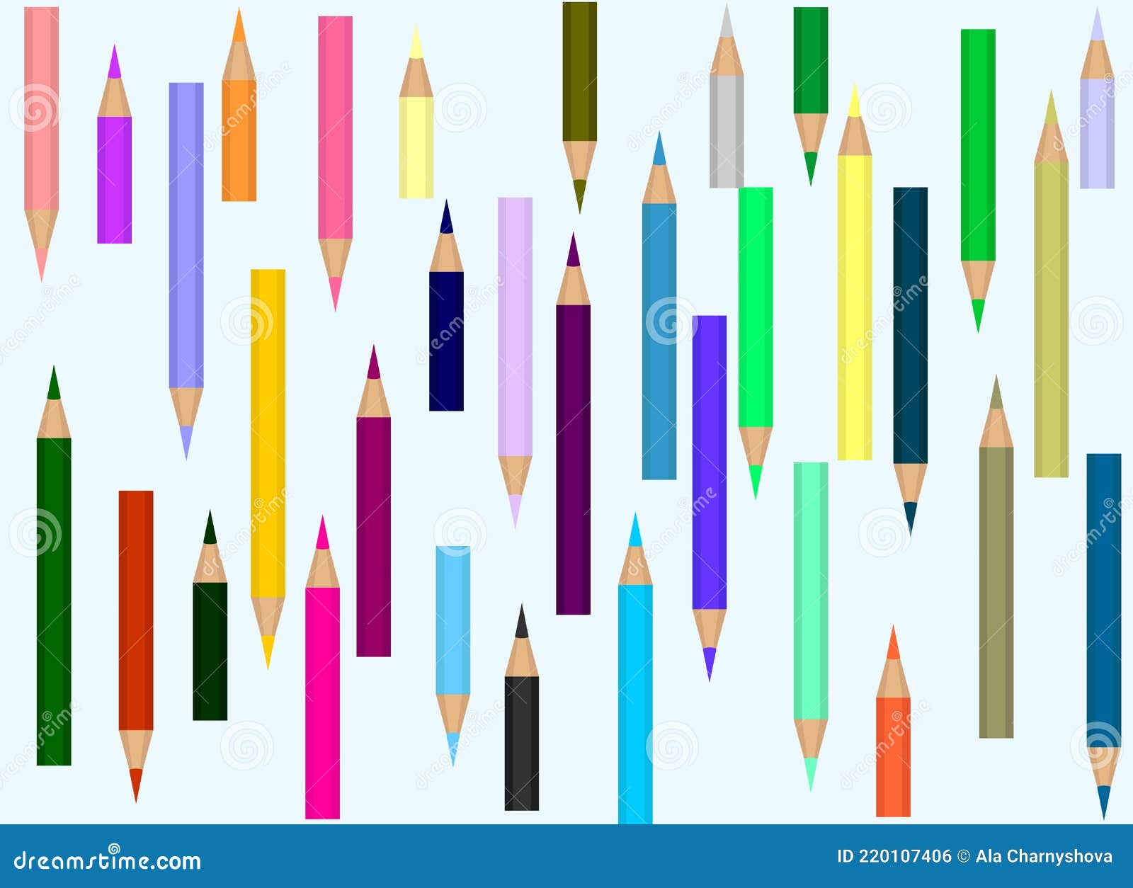 A Background of a Large Number of Colored Pencils. Many Rows of Pencils ...