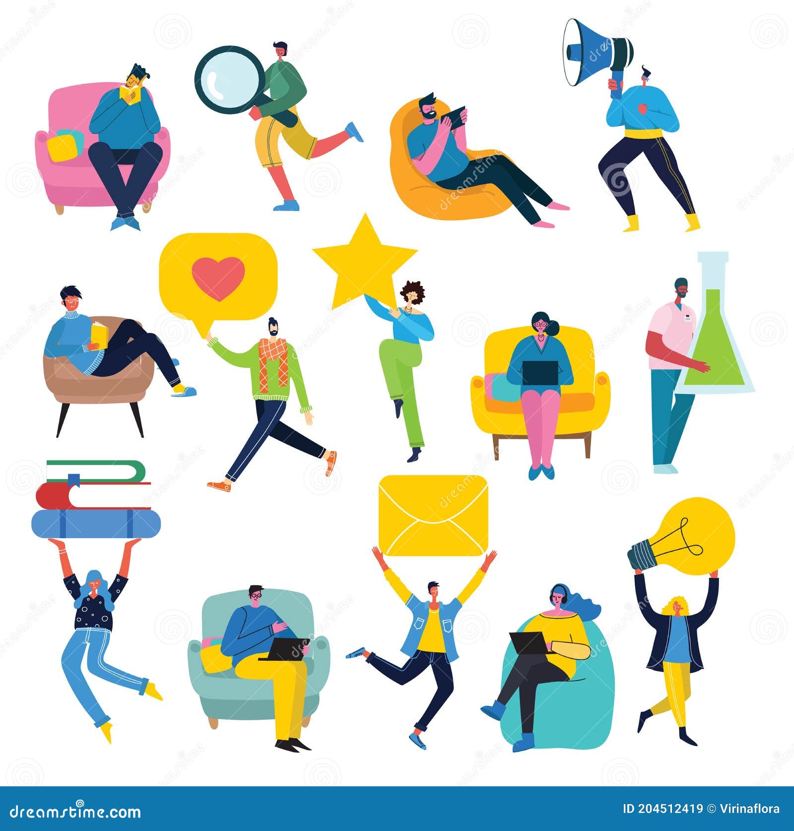 Vector Illustration Backgrounds in Flat Design of Group People Doing ...