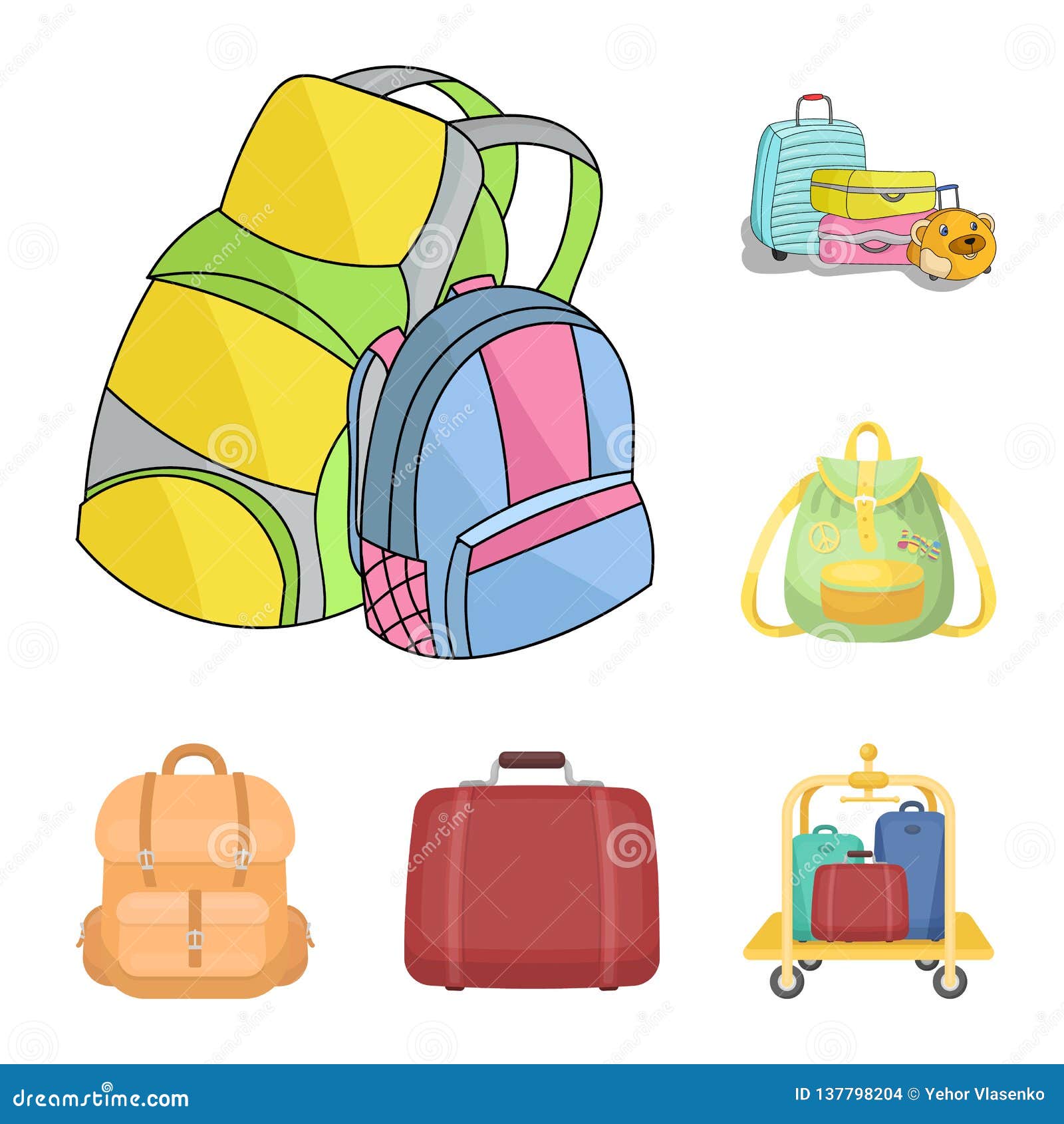 Vector Design of and Backpack Sign. Set of and Pack Stock Vector ...