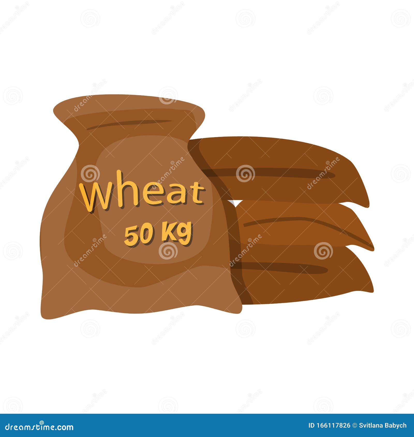 Vector Illustration of Bag and Grain Icon. Set of Bag and Wheat Stock ...