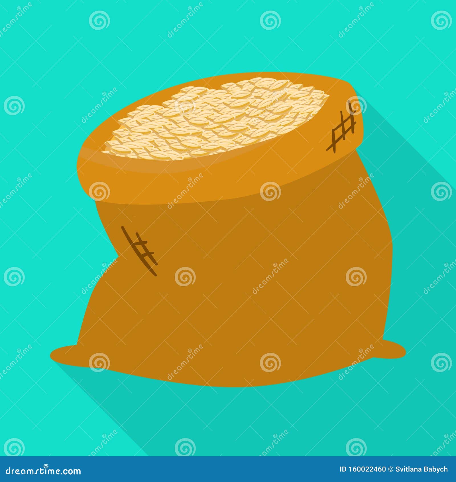 Vector Illustration of Bag and Grain Symbol. Set of Bag and Wheat Stock ...