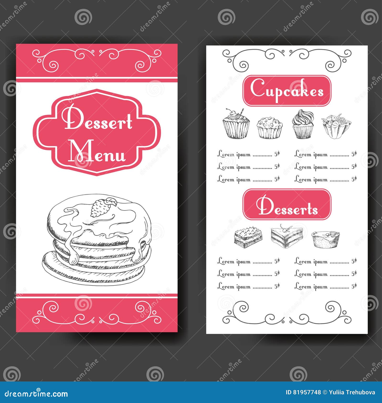 Vector Illustration. Bakery Design. Beautiful Card with Decorative ...