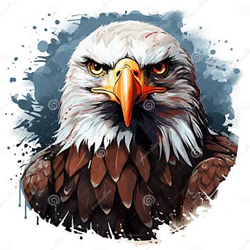 Vector Illustration of a Bald Eagle, Front View, Having a Serious Look ...