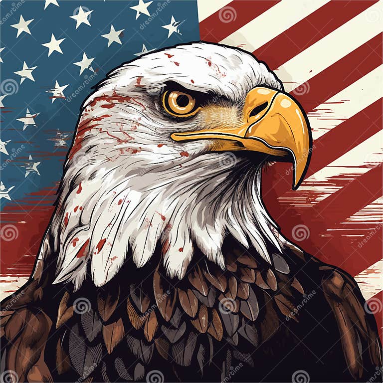 Vector Illustration of a Bald Eagle, Front View, Having a Serious Look ...