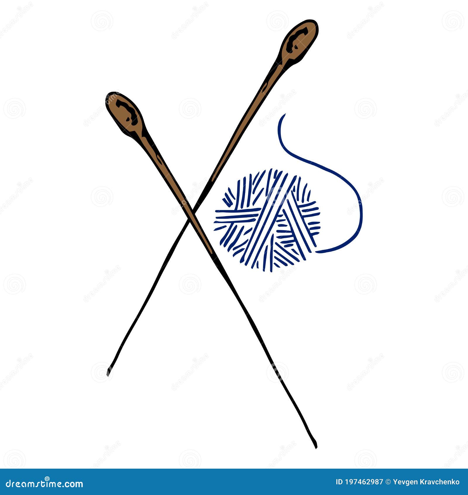 Vector Illustration of a Ball of Thread with Knitting Needles. Hand ...