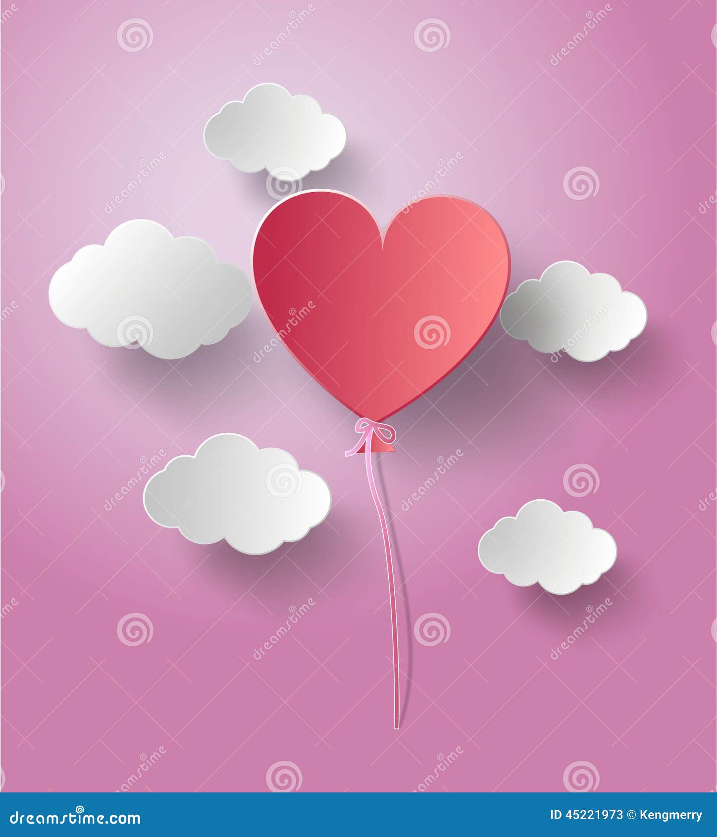 Vector Illustration Balloon Heart Fly on Sky . Stock Vector ...