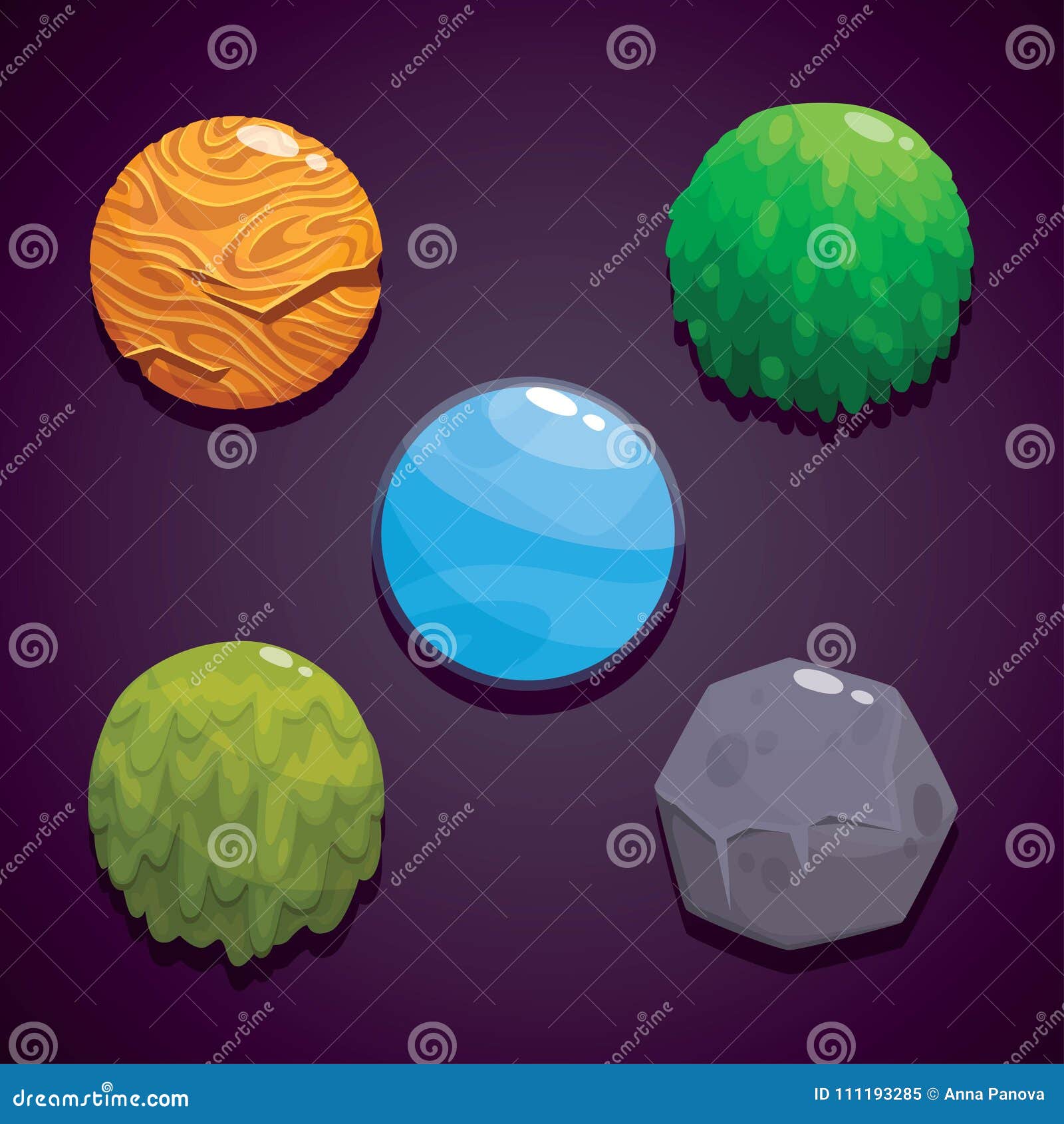 Balls Set with Different Properties. Different Balls for Game Ui, Game ...