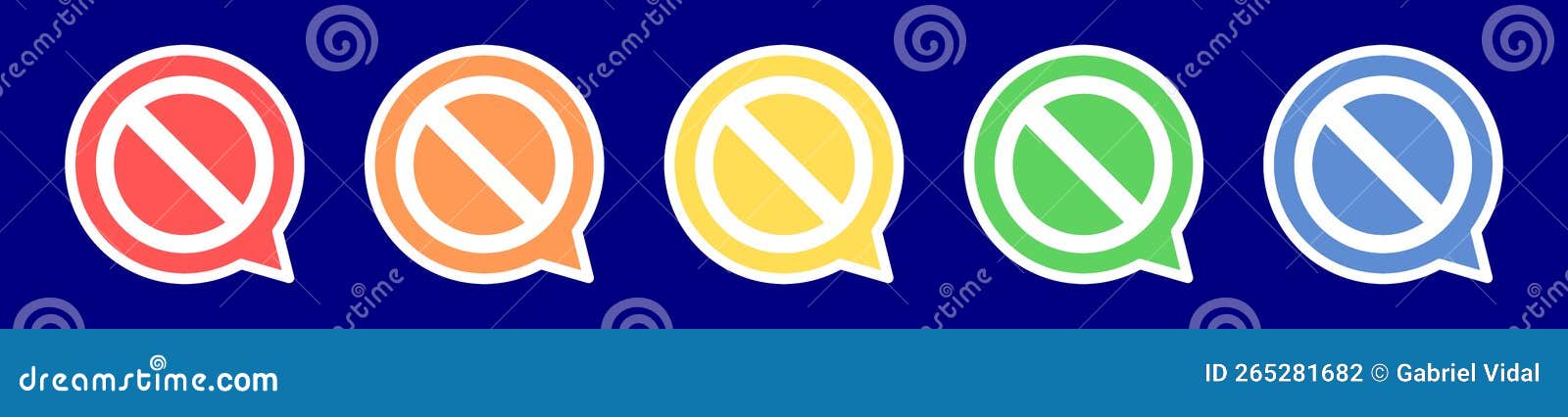 Speech Bubble Ban Icon. Not Allowed Icon in Various Colors. Stock ...