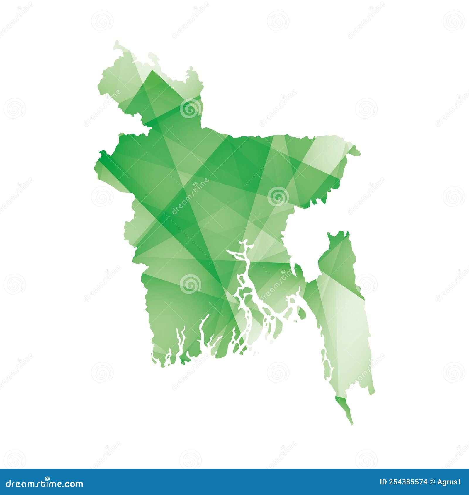 Vector Illustration of Bangladesh Map with Green Colored Geometric ...