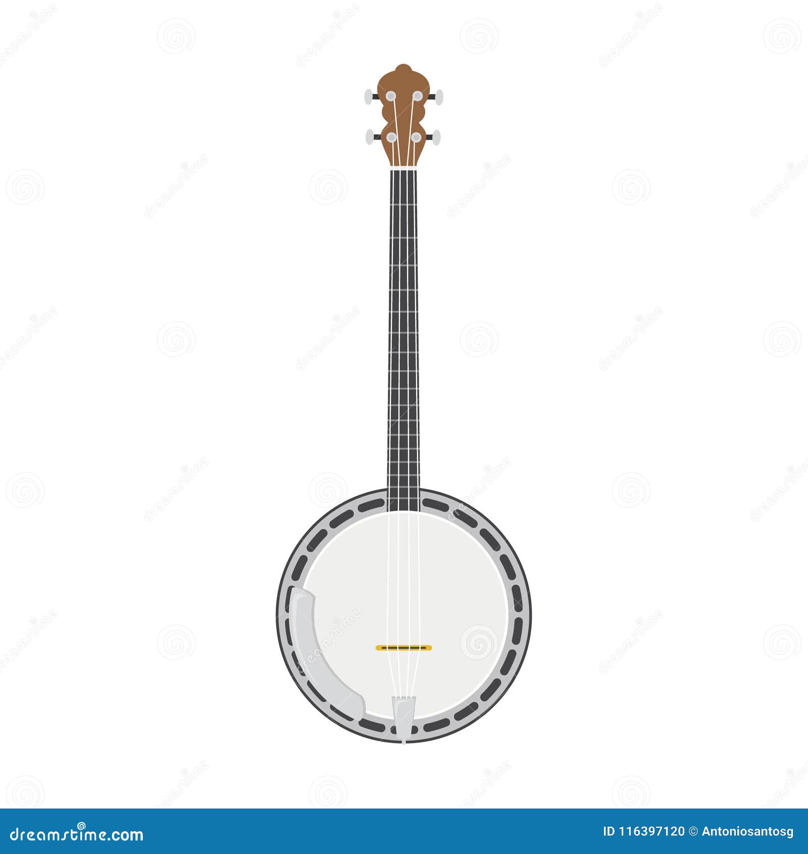 Vector Illustration of a Banjo Isolated on White Background Stock ...
