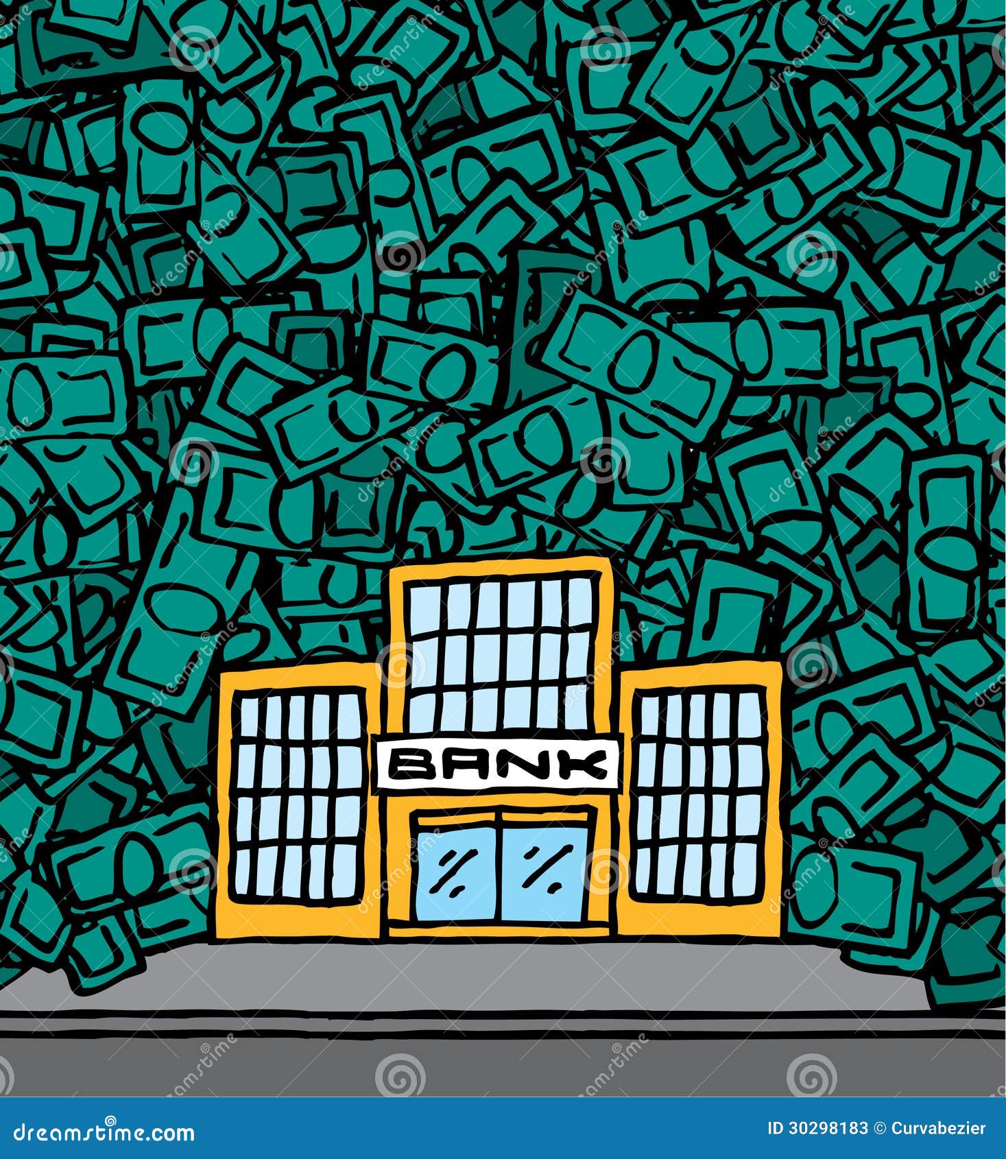 Bank Earning Money with Copyspace Stock Vector - Illustration of copy ...