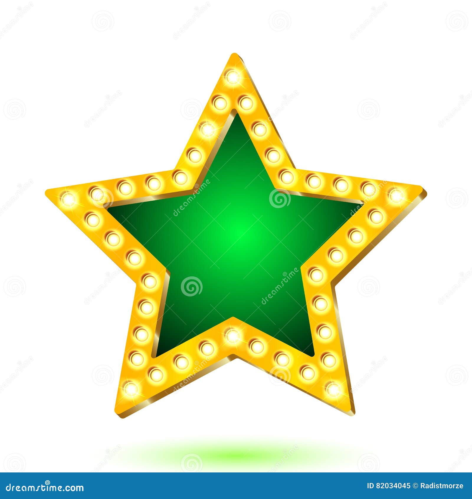 Vector Illustration of Banner Green Star Frame with Lights Stock ...