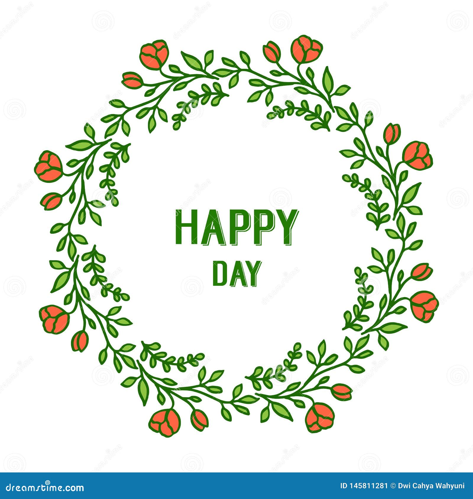 Vector Illustration Banner Happy Day for Design Artwork Orange Wreath ...