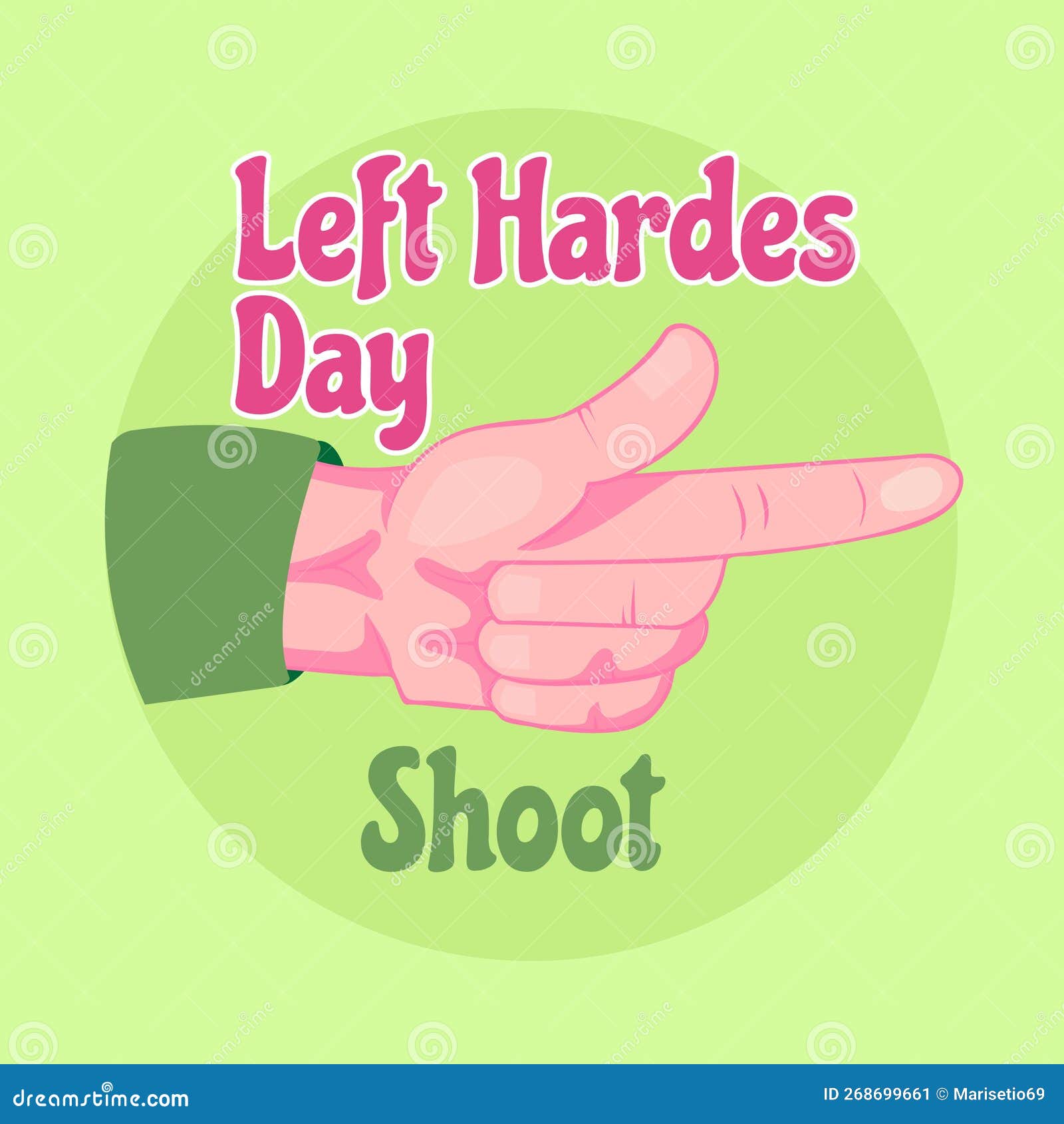 Vector Illustration Banner Happy Left Handers Drawn Shoot Pose Left ...