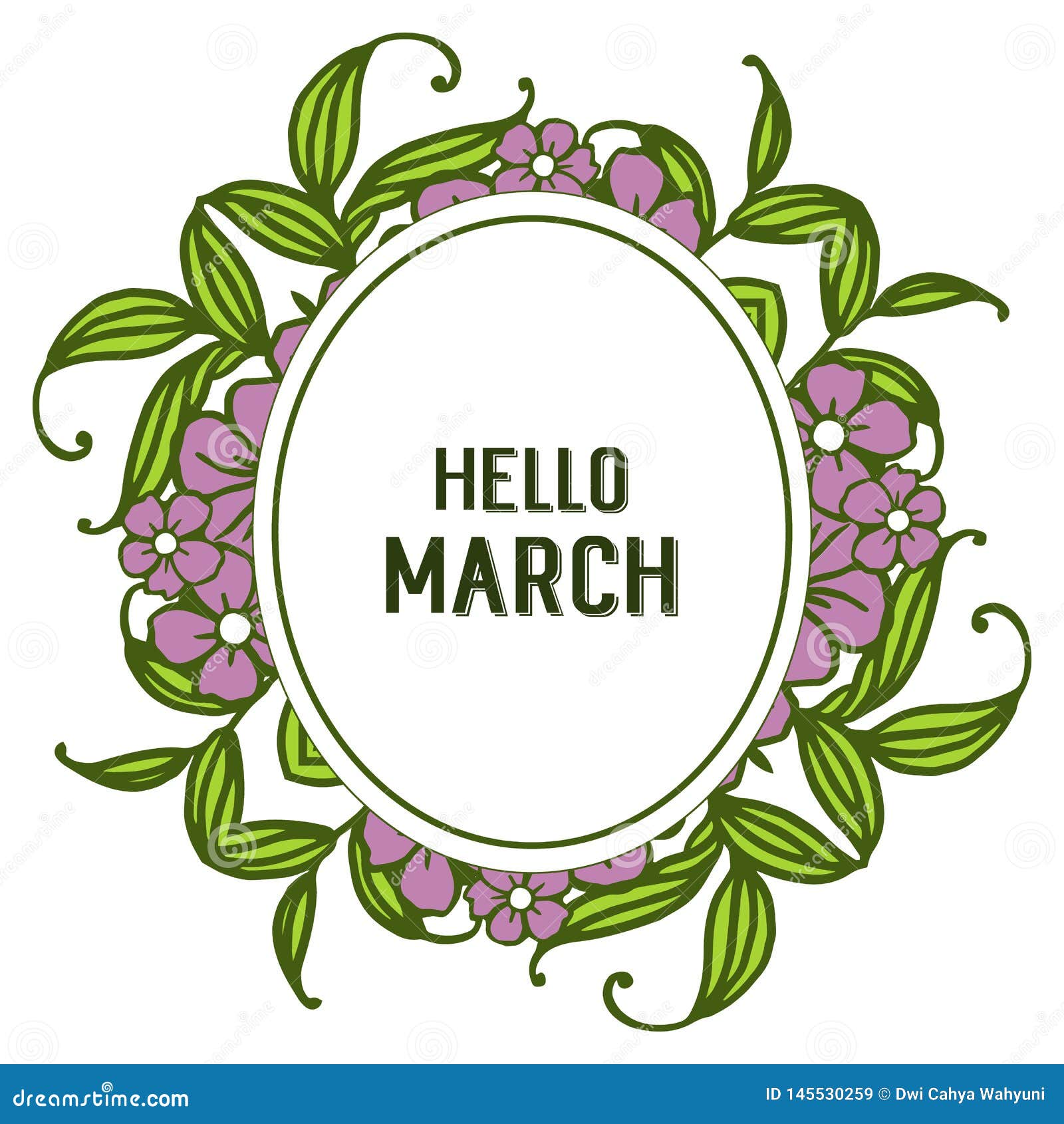 Vector Illustration Banner Hello March with Design Floral Frame Stock ...