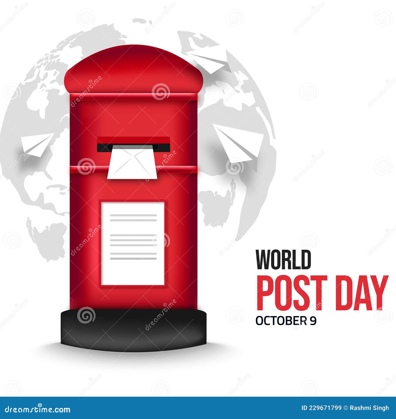 World Post Day Word Banner On World Map Cartoon Vector | CartoonDealer ...