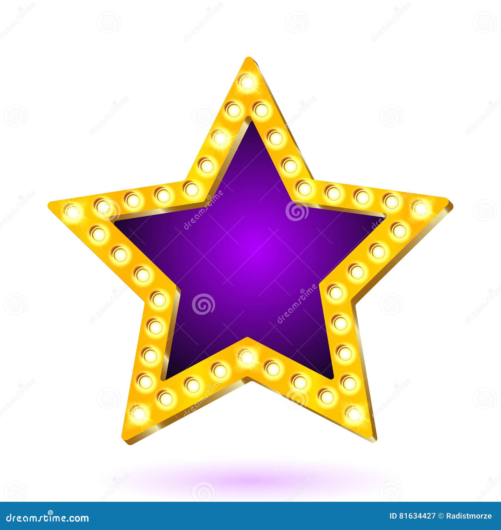 Vector Illustration of Banner Purple Star Frame with Lights Stock ...