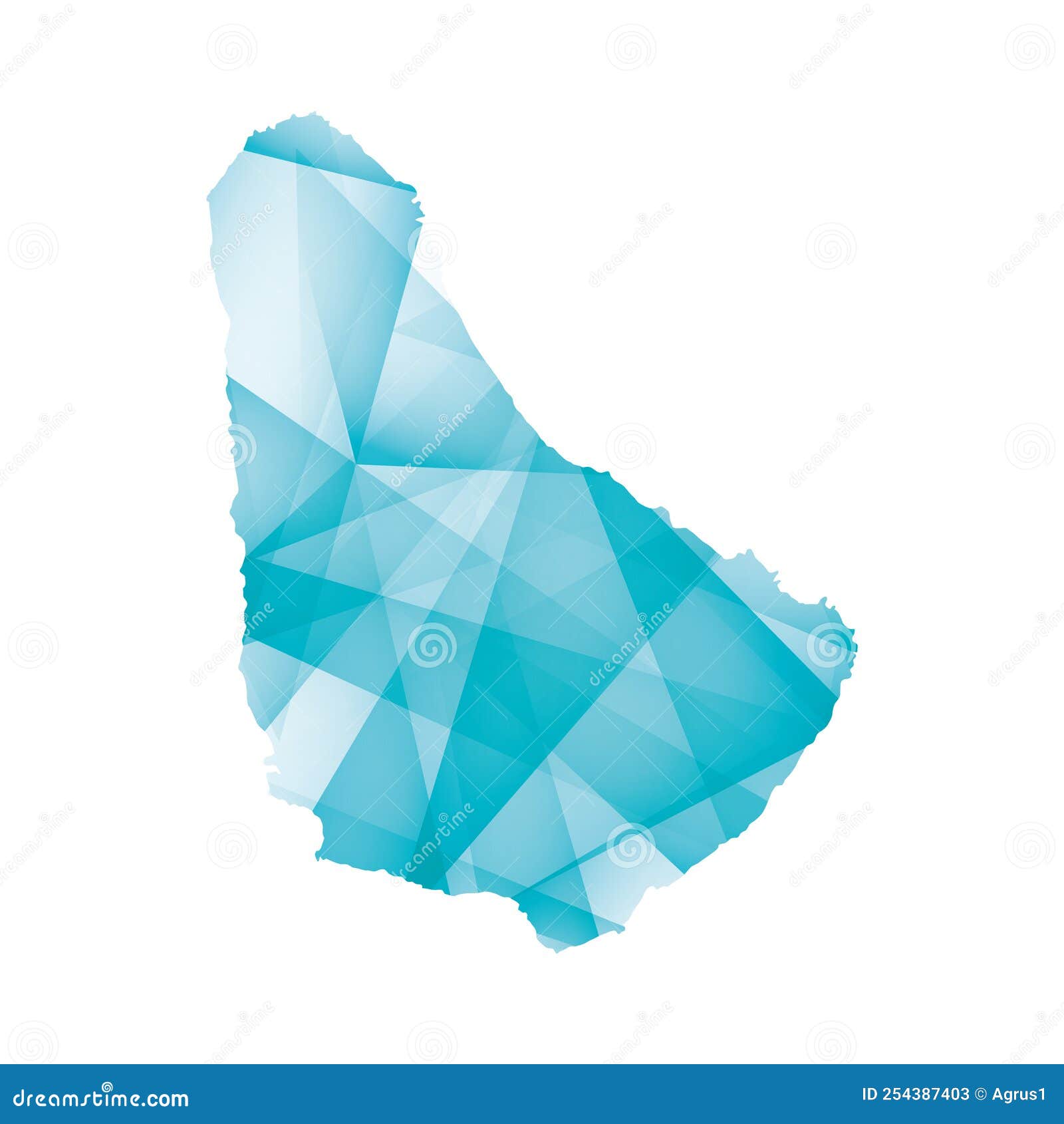 Vector Illustration of Barbados Map with Blue Colored Geometric Shapes ...