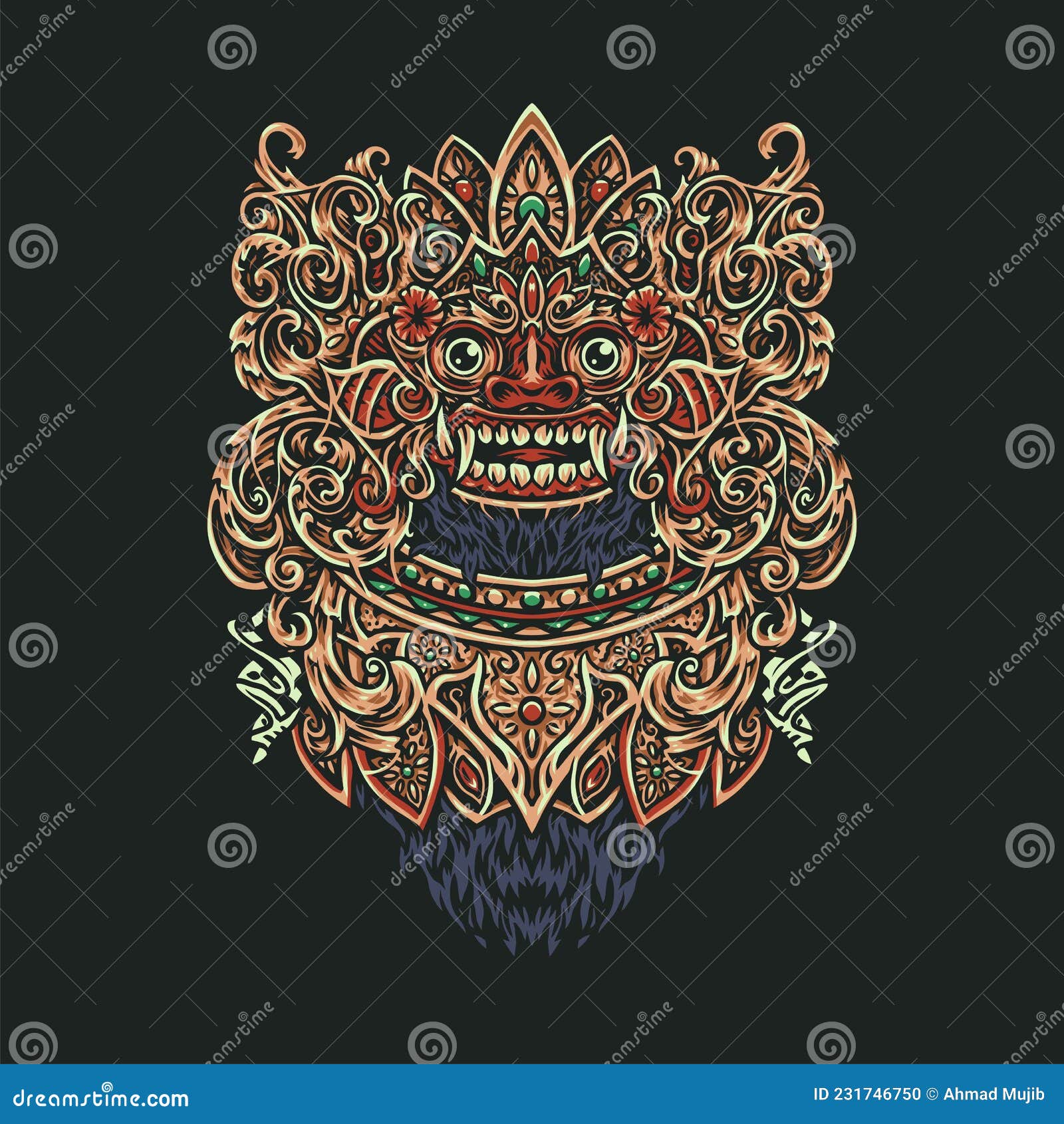 Vector Illustration of Barong Bali, Vector Illustration Stock Vector ...