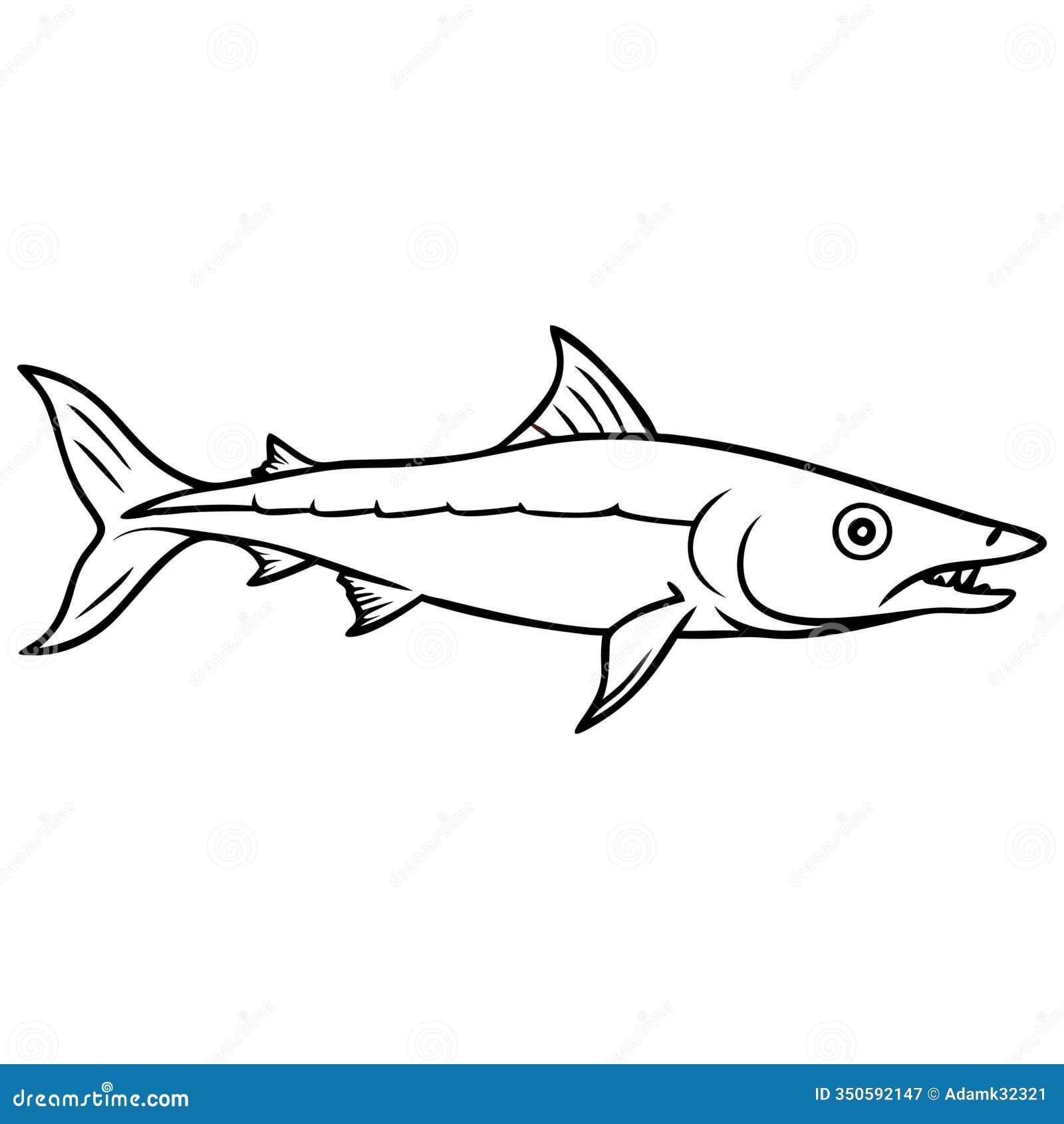 Vector Illustration of Barracuda Fish with Sharp Teeth for Marine Life Education Stock ...