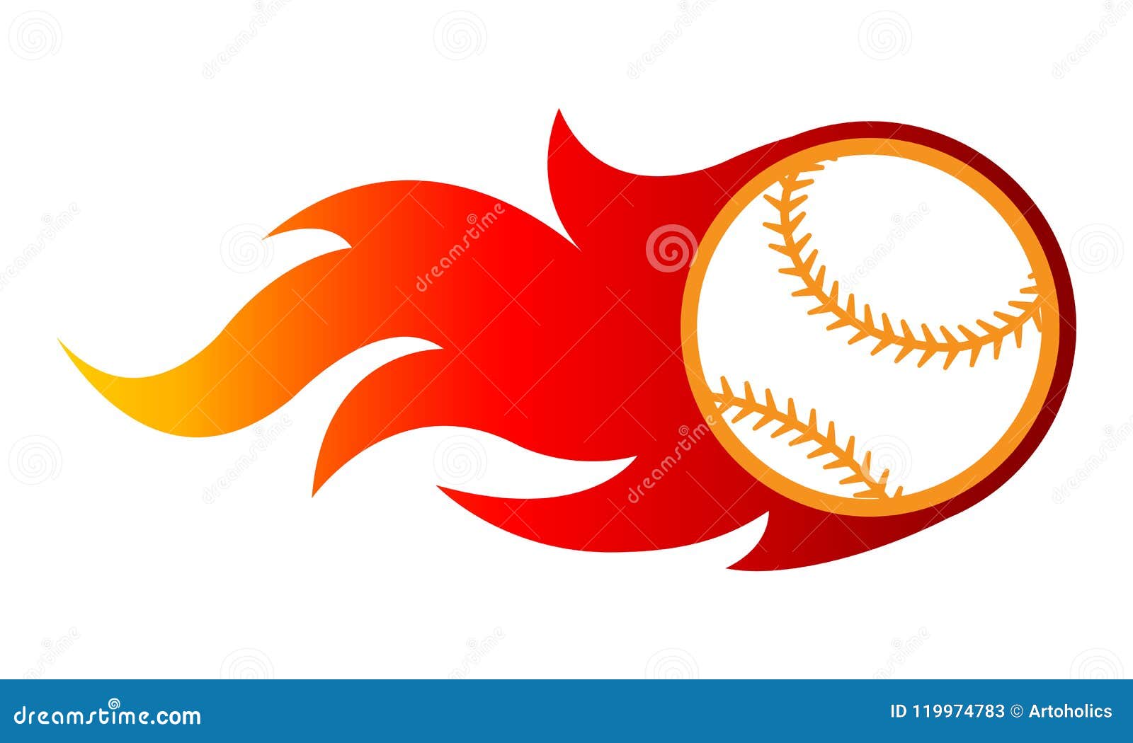 Vector Illustration of Baseball Ball with Simple Flame Shape. Stock ...
