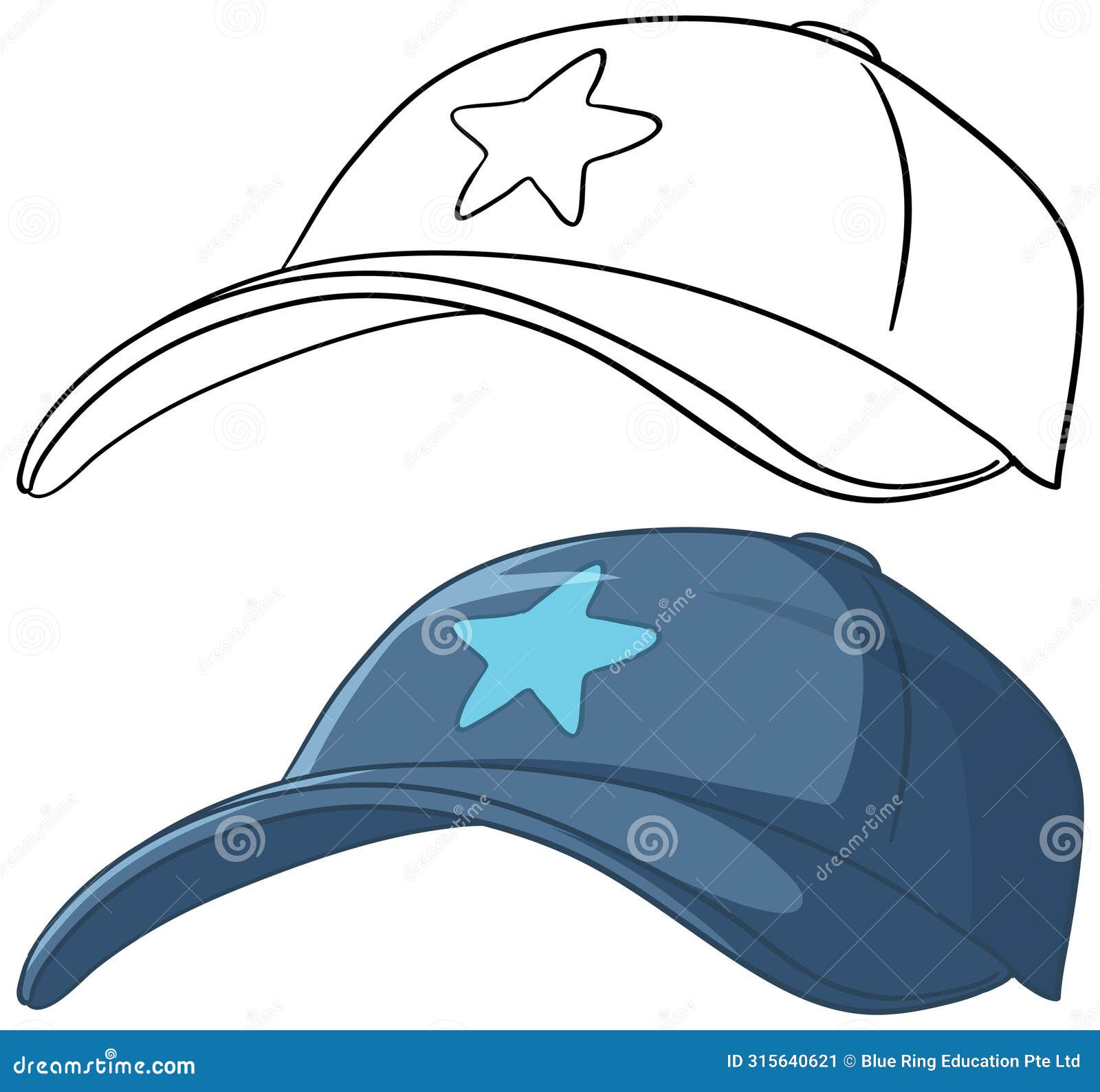 A Baseball Cap with Star , Color and Outline Stock Vector ...