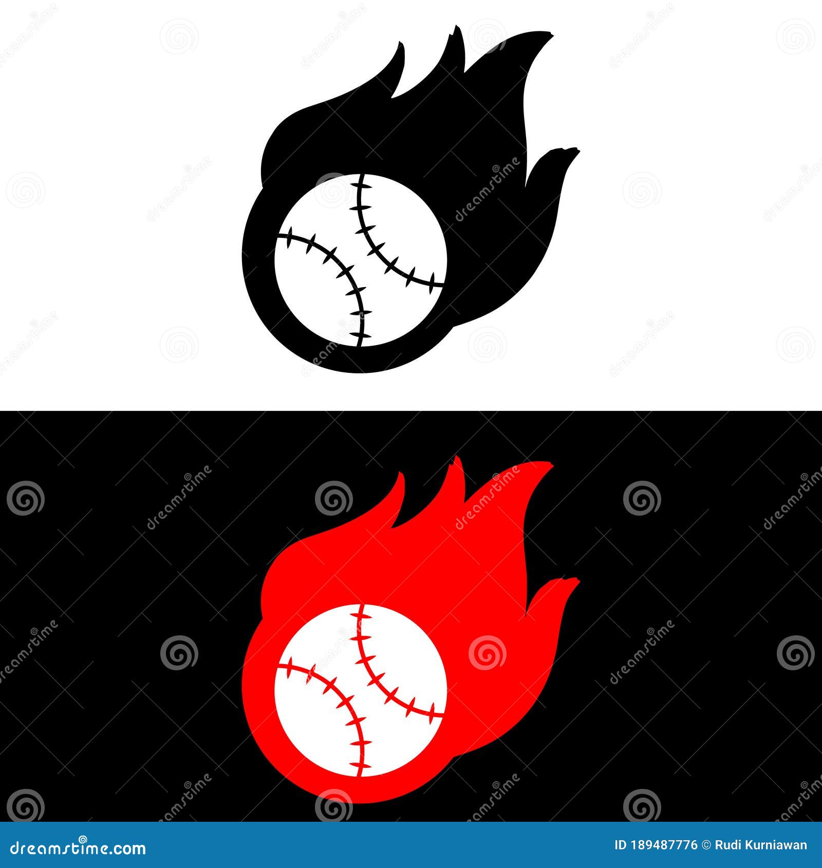 Vector Illustration of Baseball and Fire Logo Design Stock Vector ...